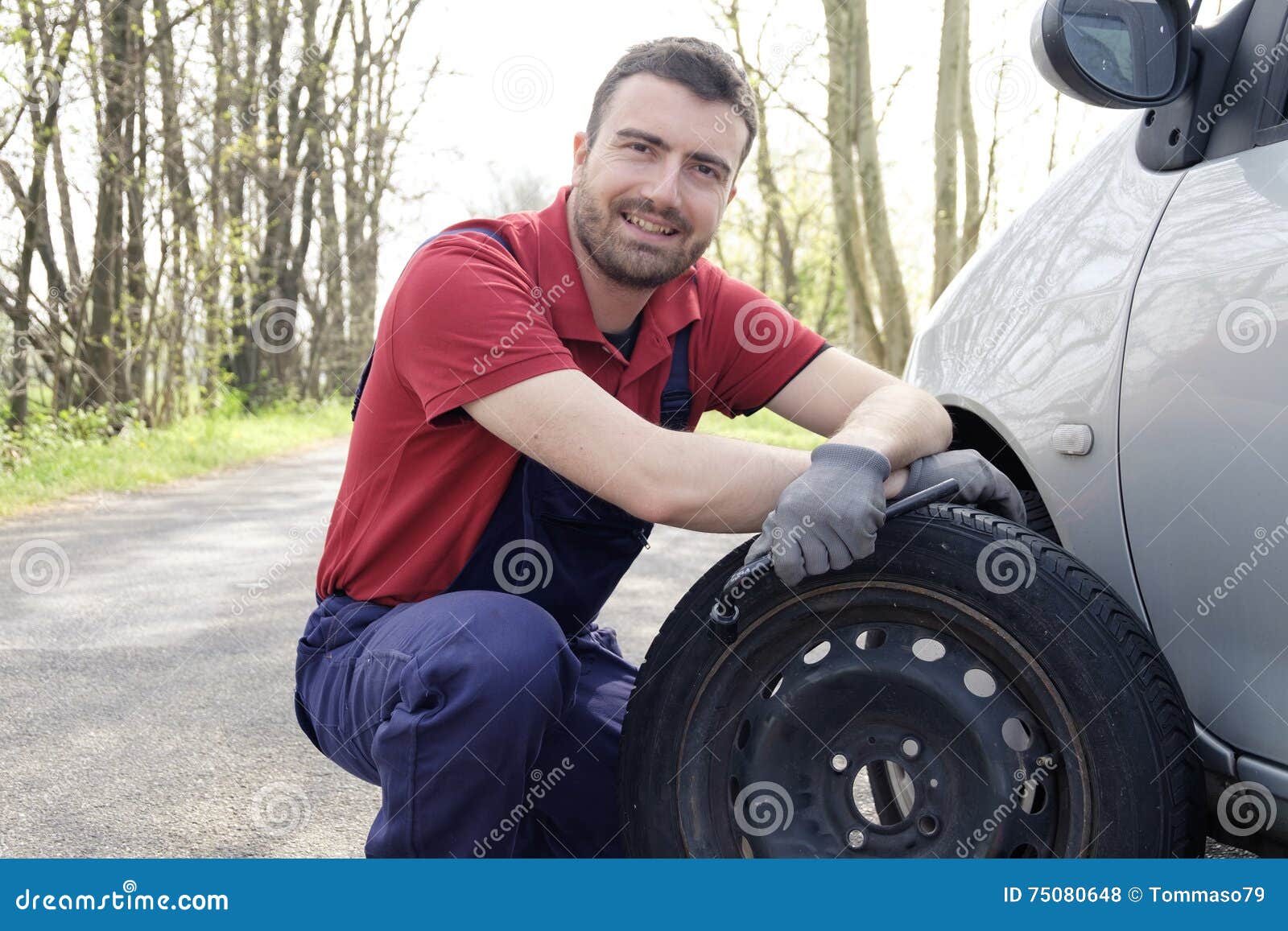 Man fixing a car problem stock photo. Image of automobile - 75080648