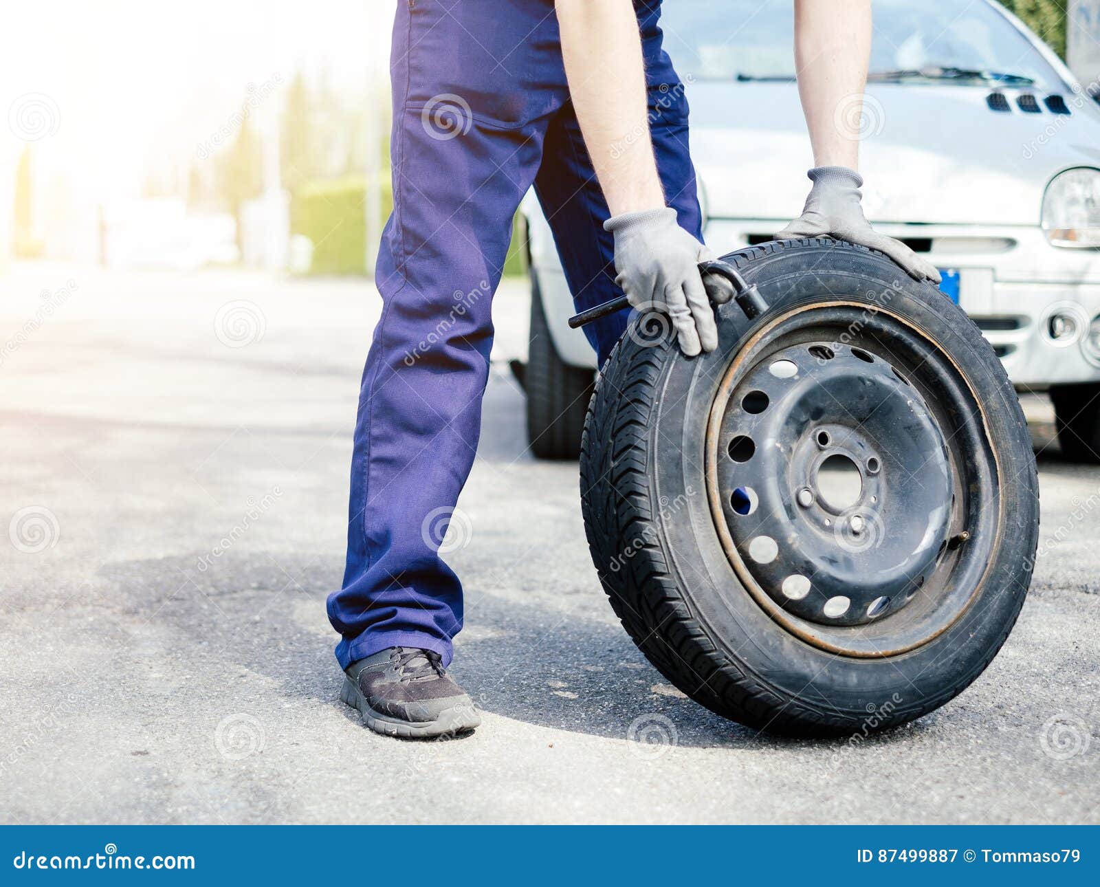 Man Fixing a Car Problem after Vehicle Breakdown on the Road Stock ...