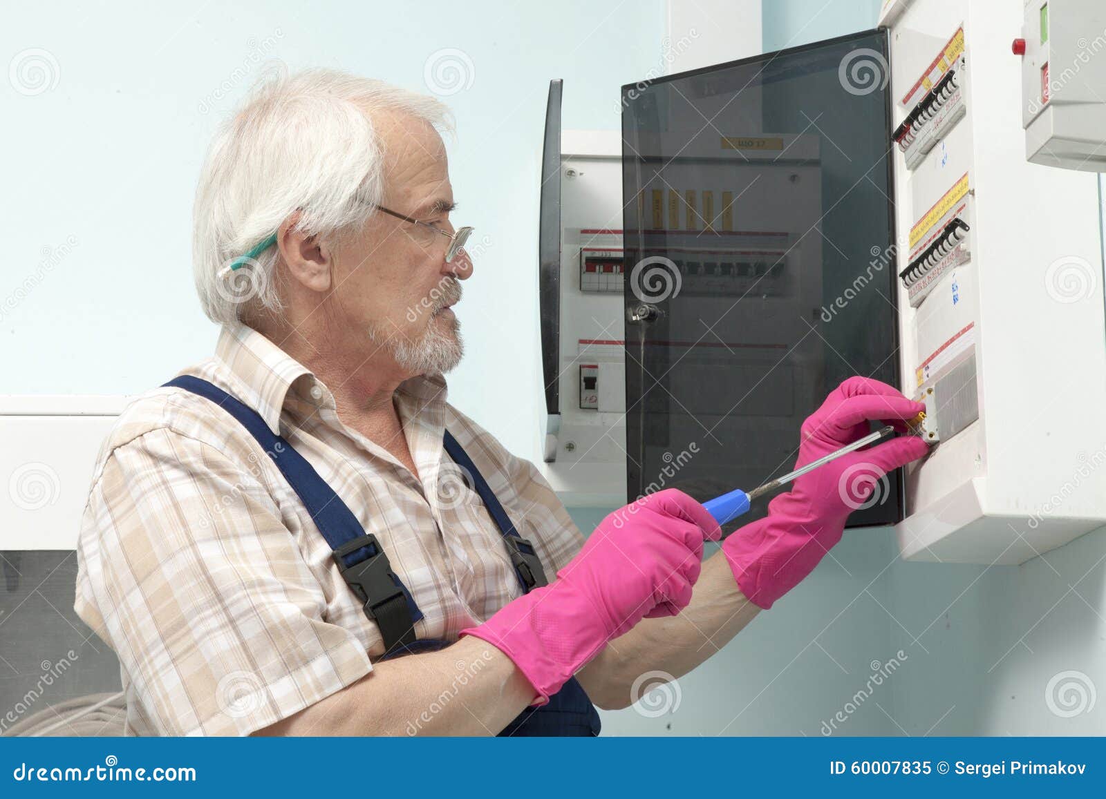 Man Fixing Electric Light Meter Stock Image - Image of adjustment ...
