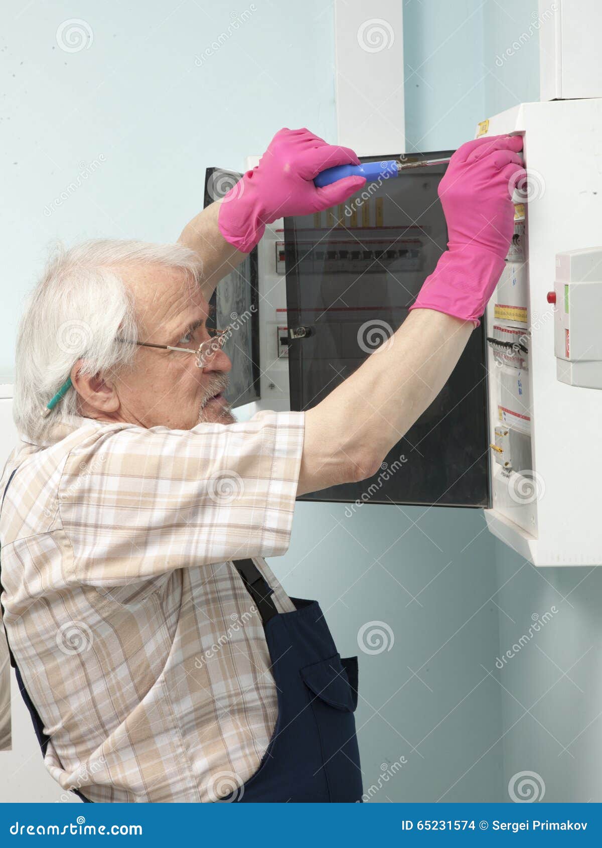 Man Fixing Electric Light Meter Stock Photo - Image of maintenance ...
