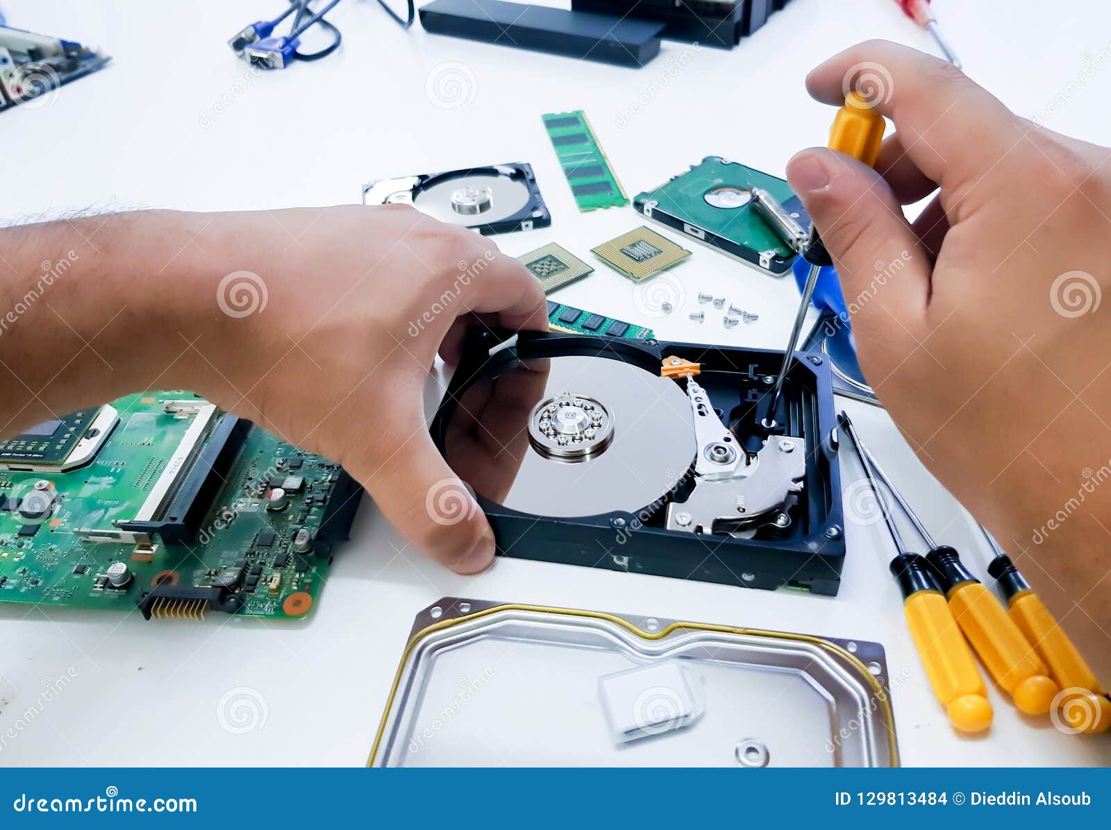 Man fixing electronics stock photo. Image of electrical - 129813484