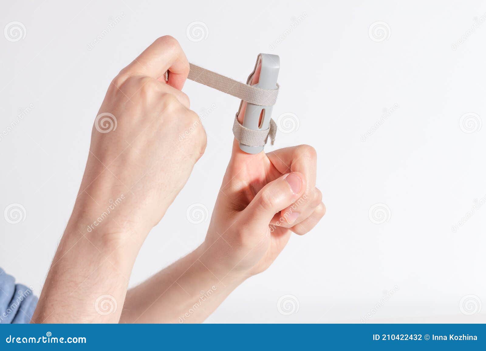 Plastic Splint For Broken Finger Injuries On An Index Finger Stock ...