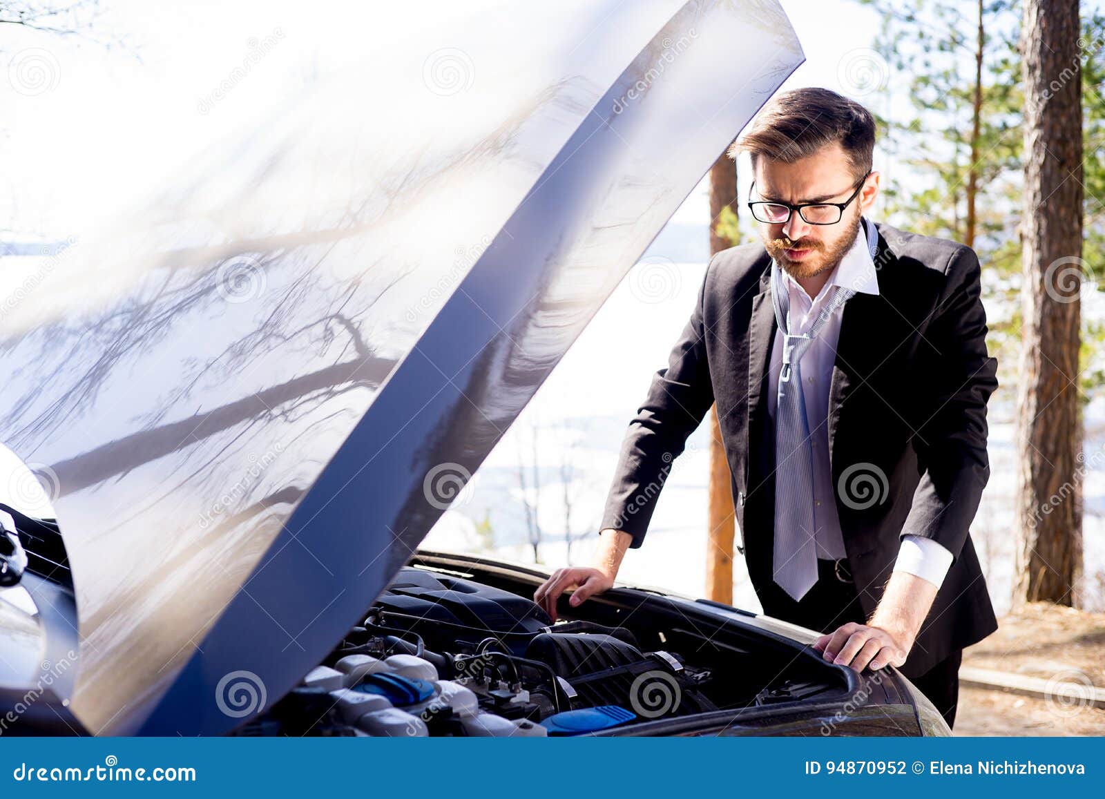 Man fixing his car stock photo. Image of adult, auto - 94870952