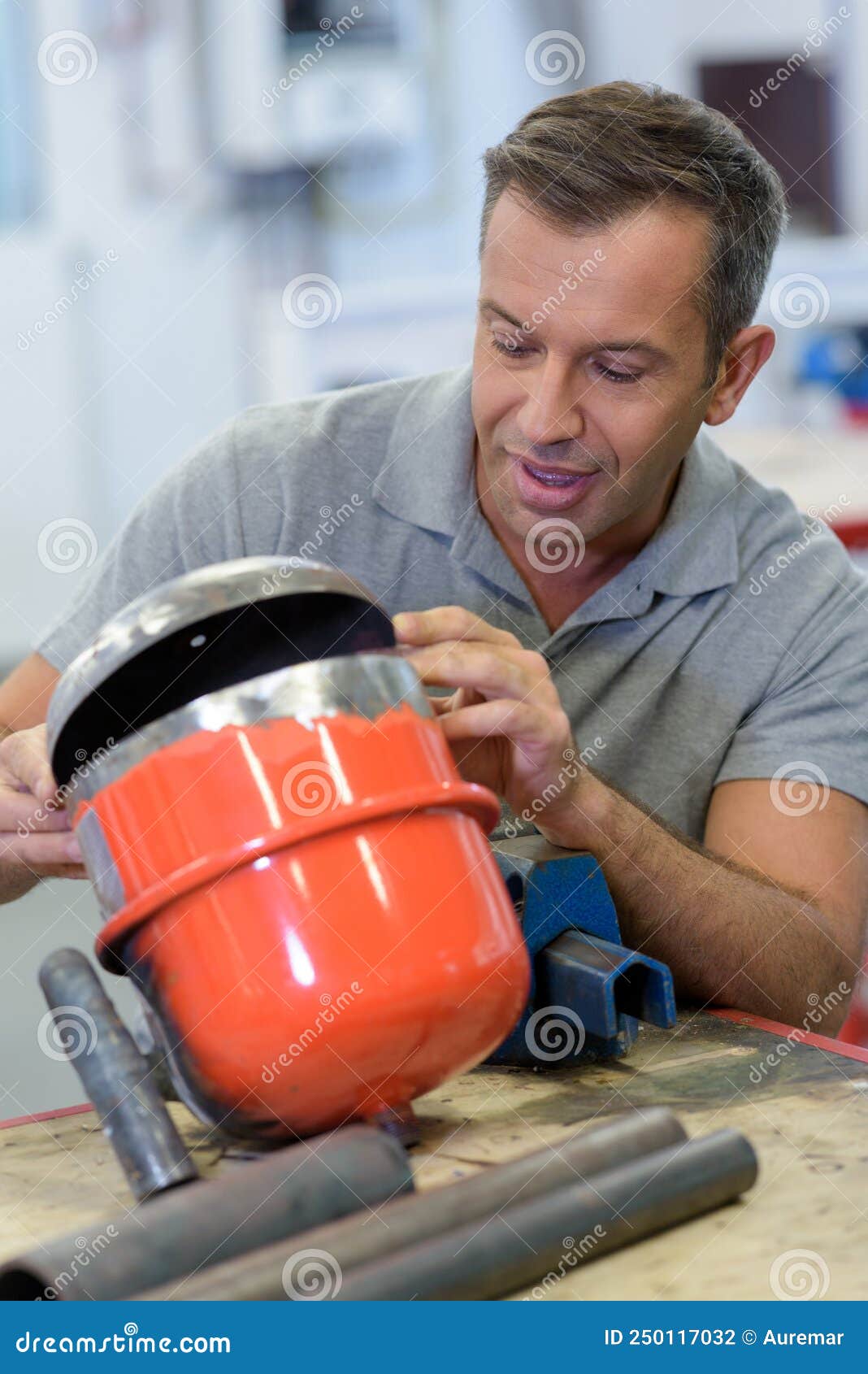 Man fixing machine stock photo. Image of caucasian, shop - 250117032