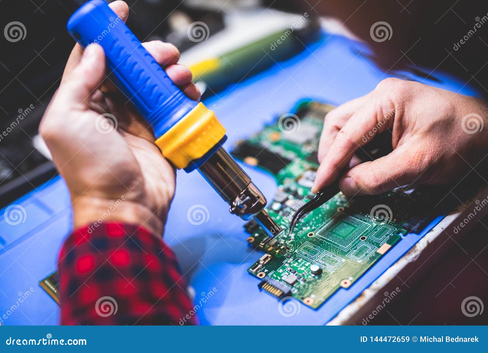 Man Fixing Main Board of a Computer Stock Image - Image of equipment ...