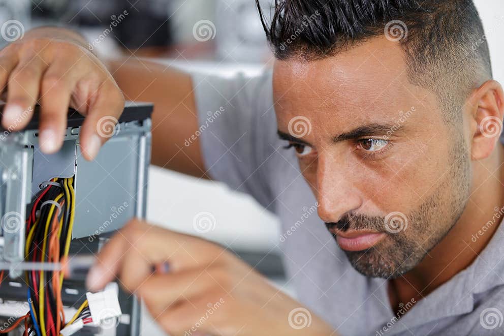 Man fixing pc stock photo. Image of chip, closeup, maintenance - 272190688