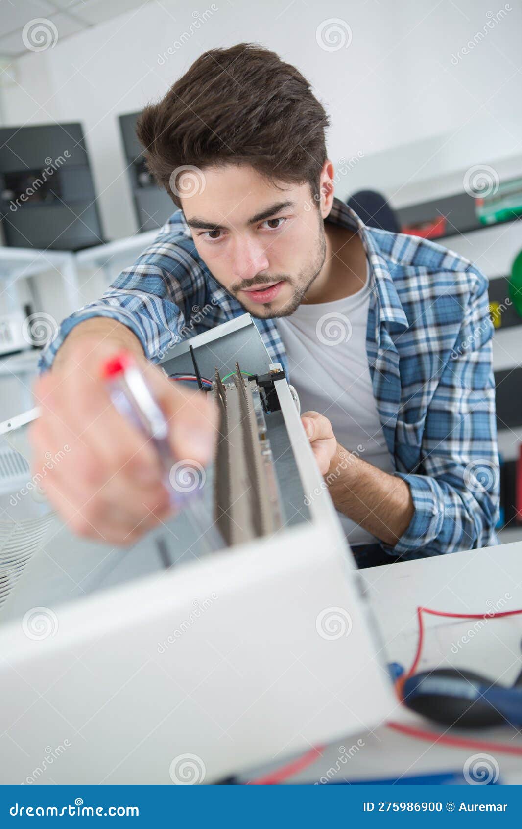 Man fixing a radiator stock photo. Image of ingot, heat - 275986900
