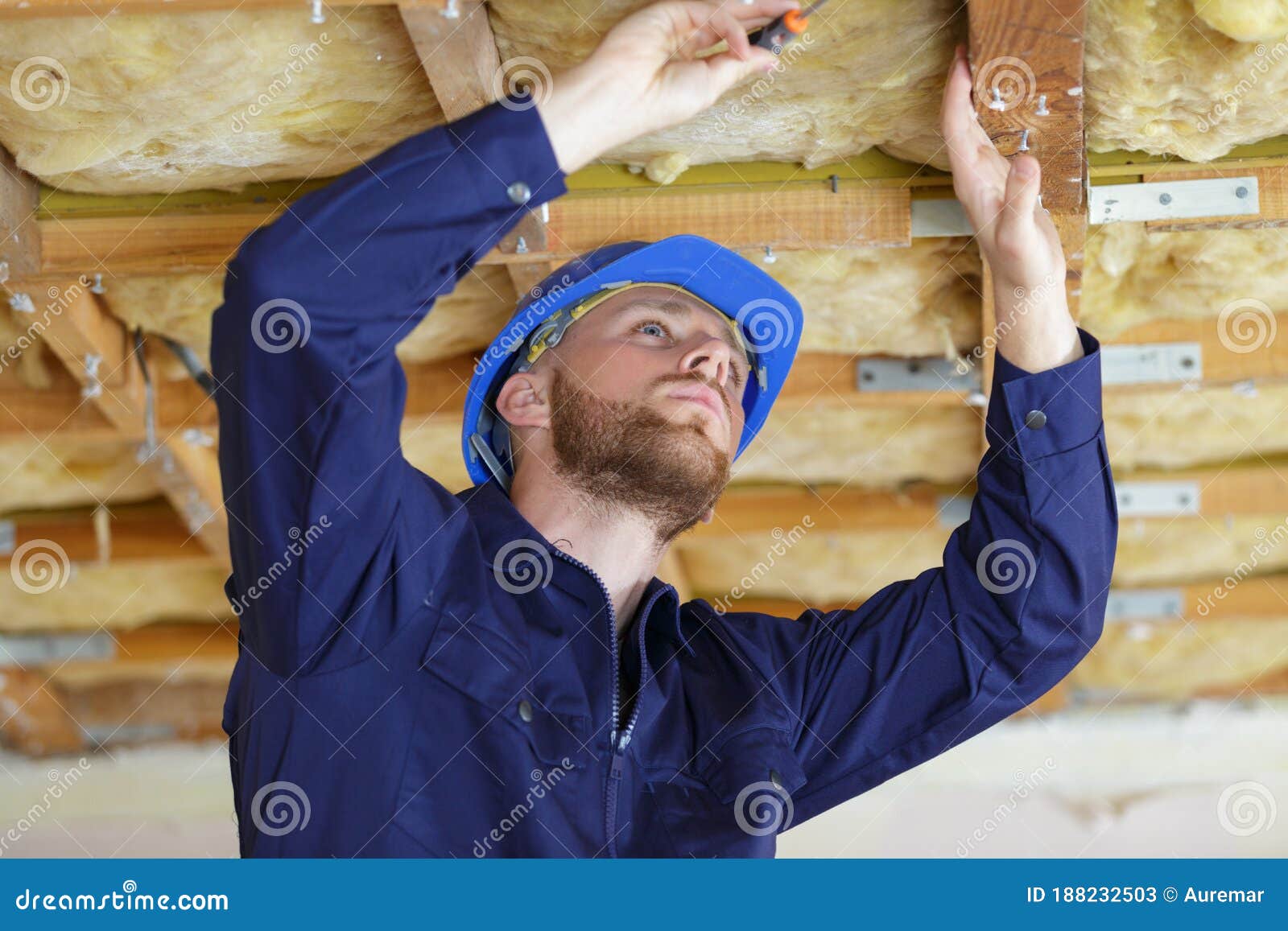 Man Fixing Something on Ceiling Stock Image - Image of hand, beautiful ...