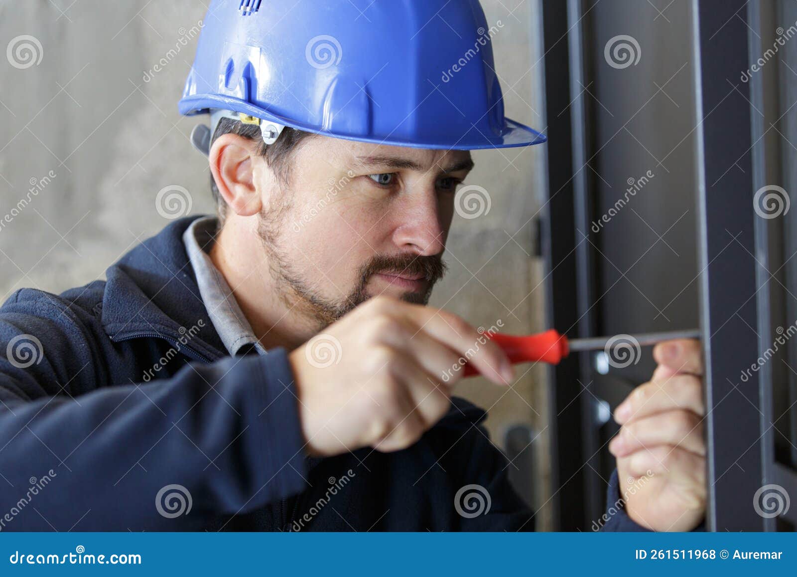 Man fixing window stock photo. Image of turn, handyman - 261511968