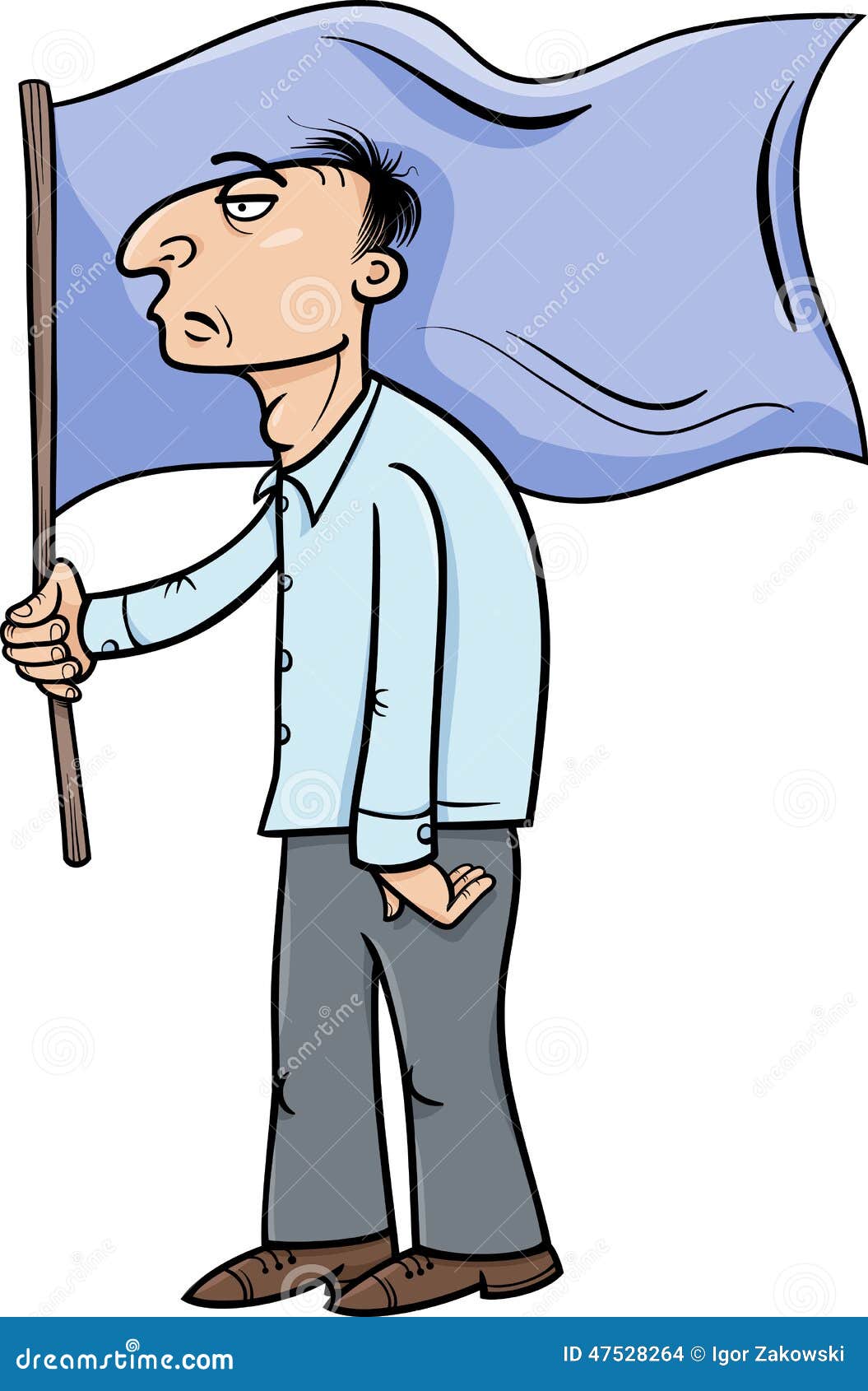 Man With Flag Cartoon Illustration Stock Vector - Image: 47528264
