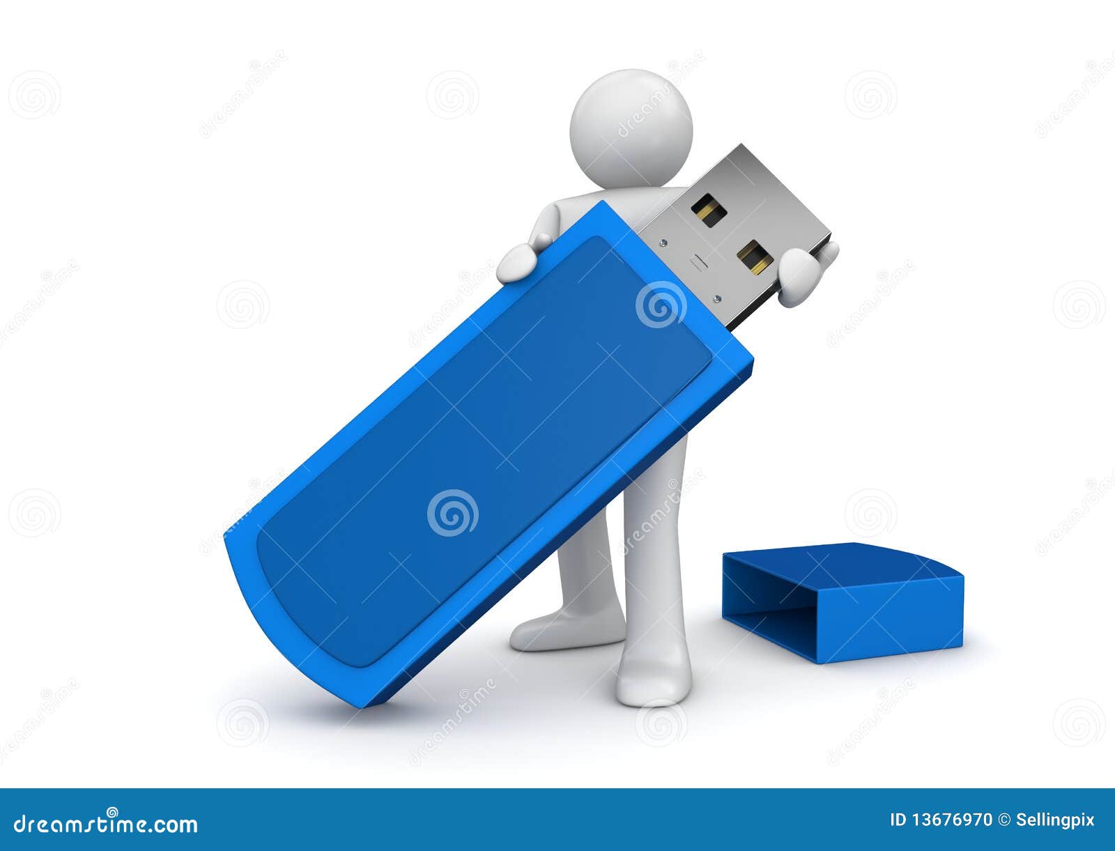 Man with flash drive stock illustration. Illustration of blue - 13676970