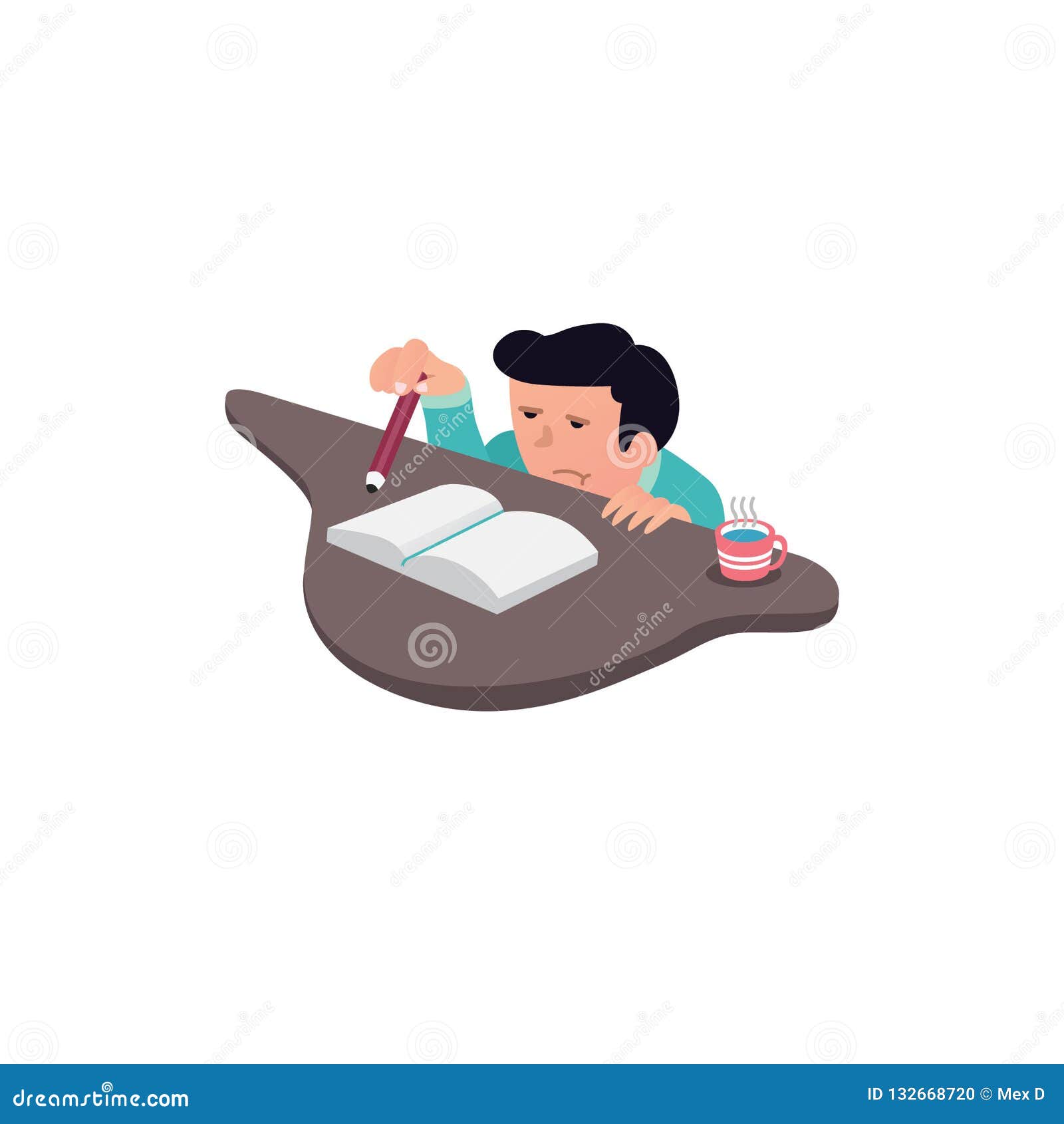 Man Flat Design with Cartoon with Bored Expression Stock Vector ...