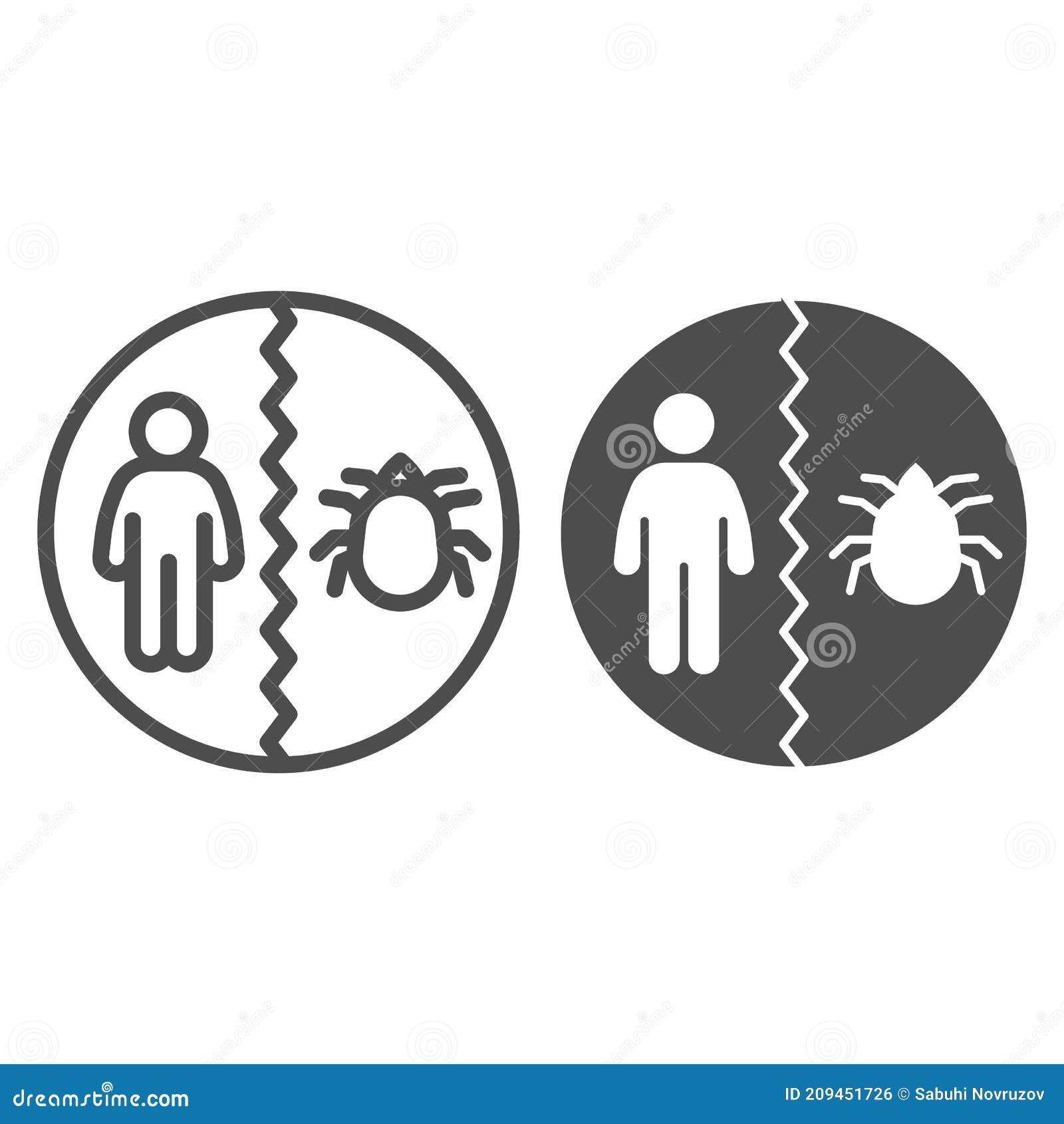 Man and Flea Divided Line and Solid Icon, Pest Control Concept, Insect ...