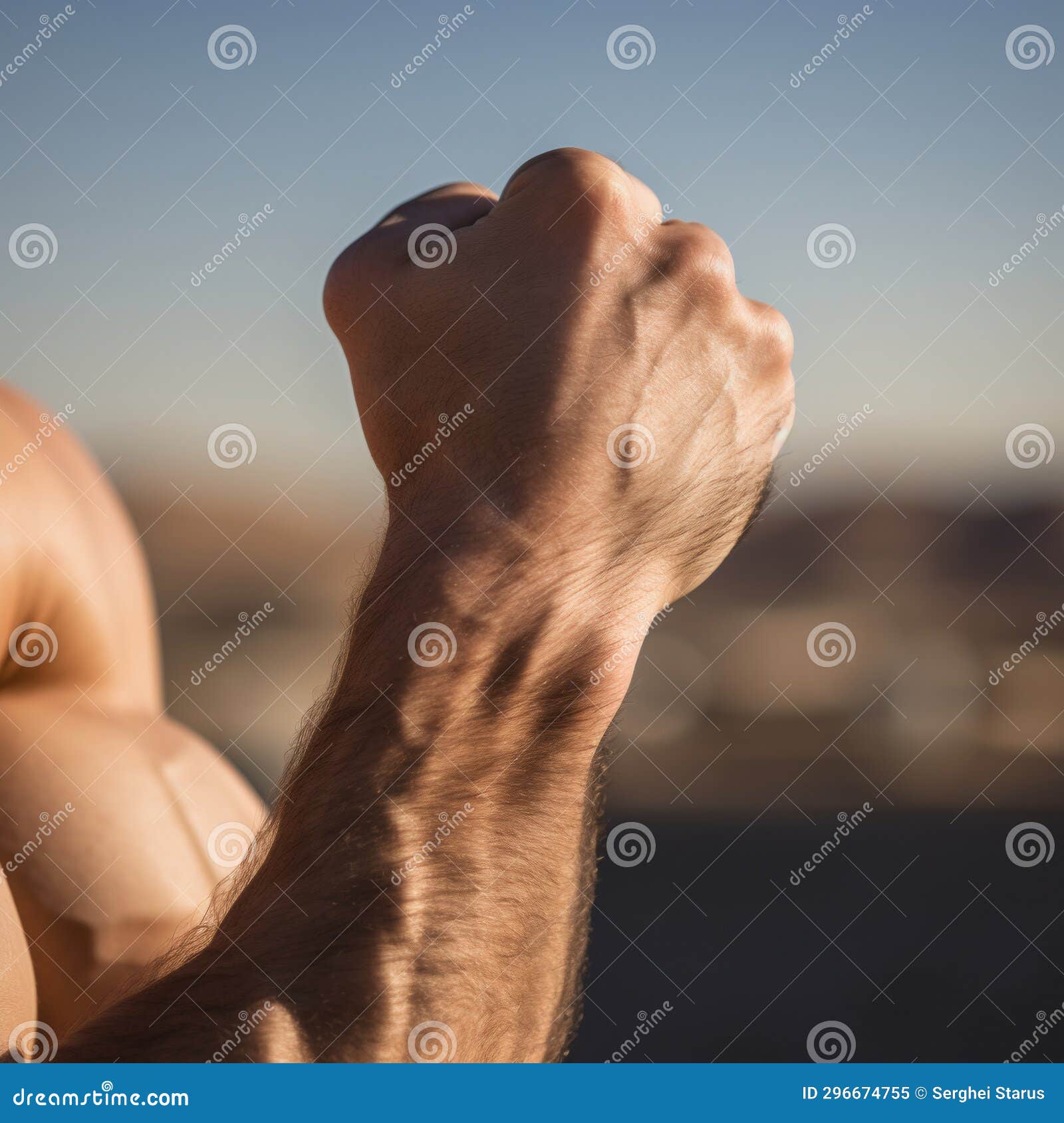 A Man is Flexing His Arm in the Desert, AI Stock Image - Image of ...