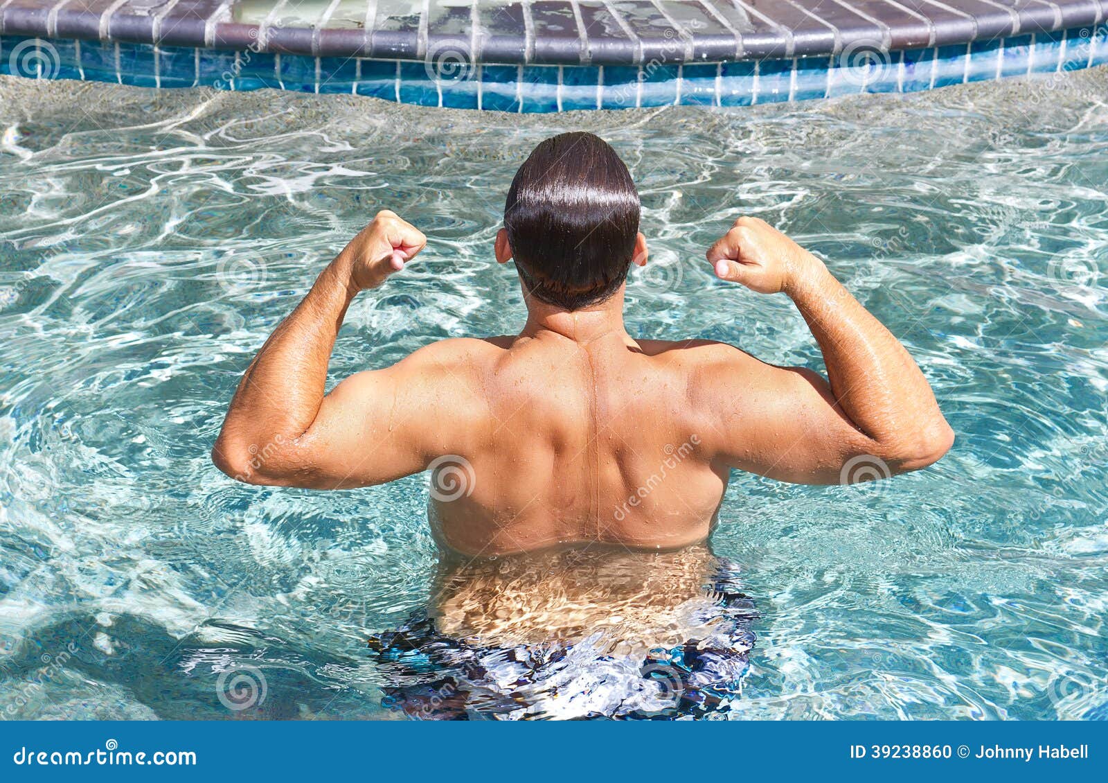 Man Flexing Pool stock photo. Image of macho, human, flexing - 39238860