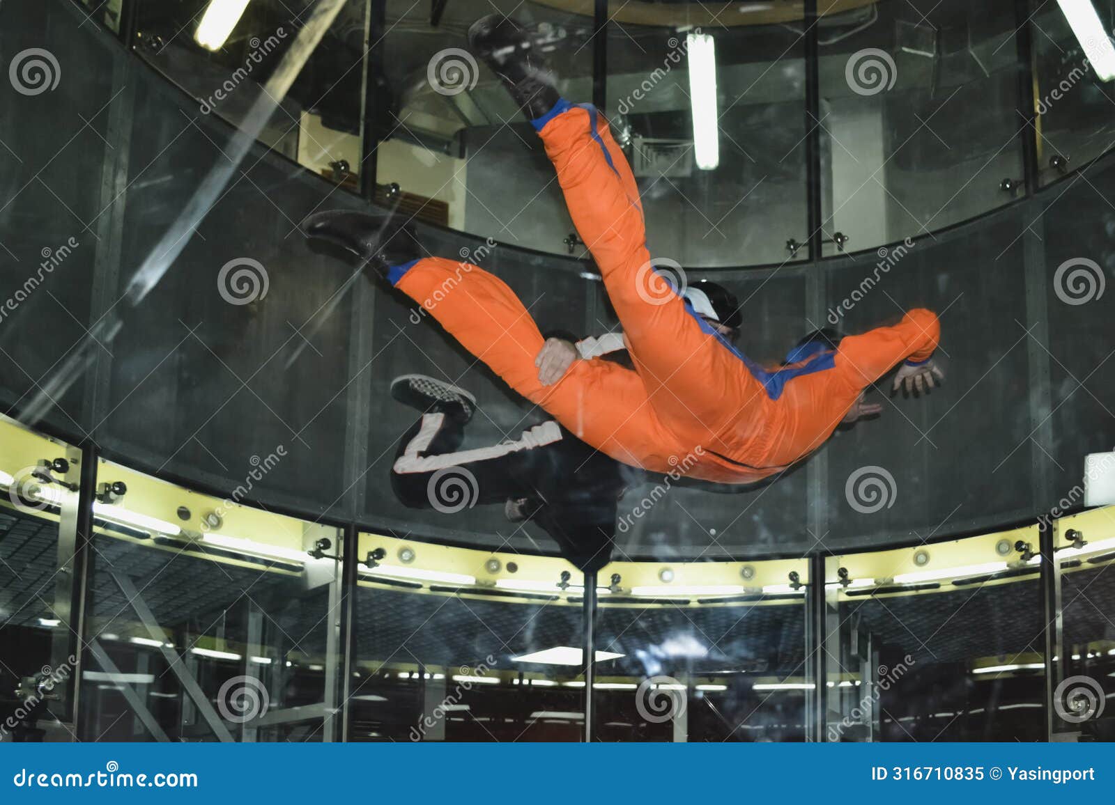 A Man Flight in the Wind Tunnel Stock Image - Image of attraction ...