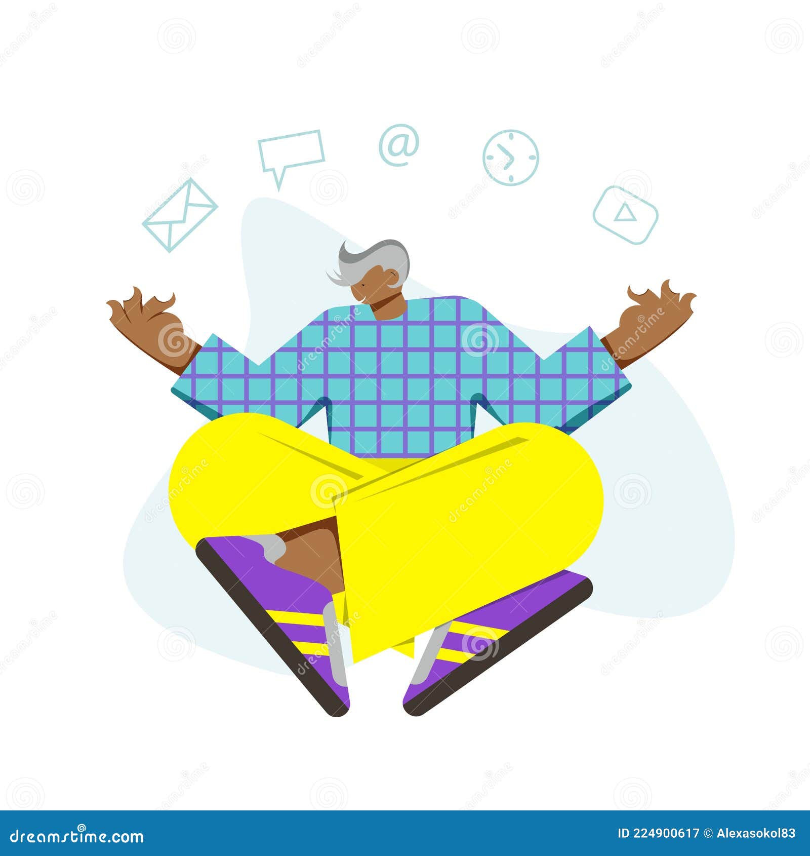 Man Flipping Internet Symbols. Vector Flat Illustration Stock Vector ...