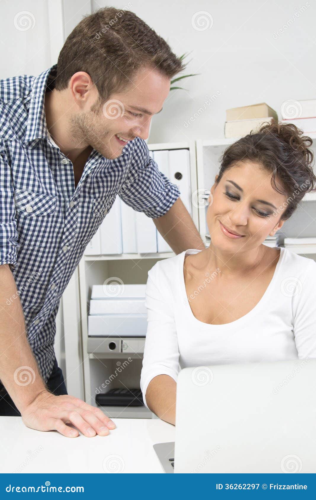 Man Flirting with His Colleague in Office Stock Image - Image of person ...