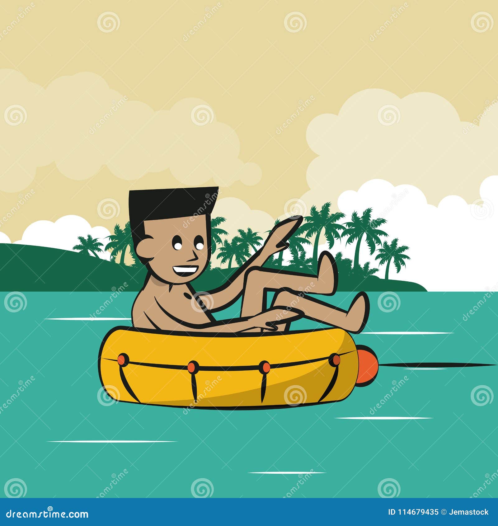 Man in float over sea stock vector. Illustration of speed - 114679435