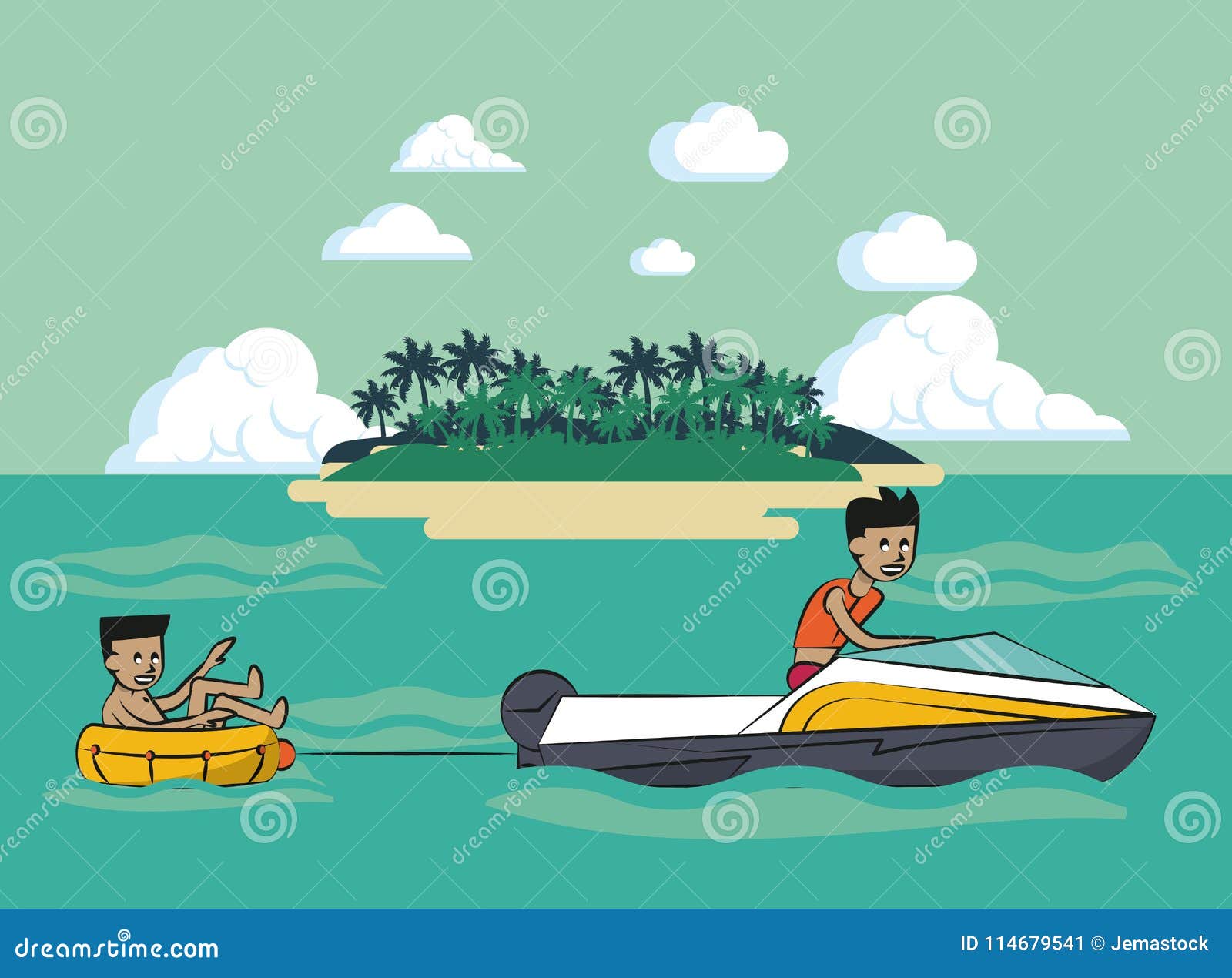 Man in float over sea stock vector. Illustration of tourism - 114679541