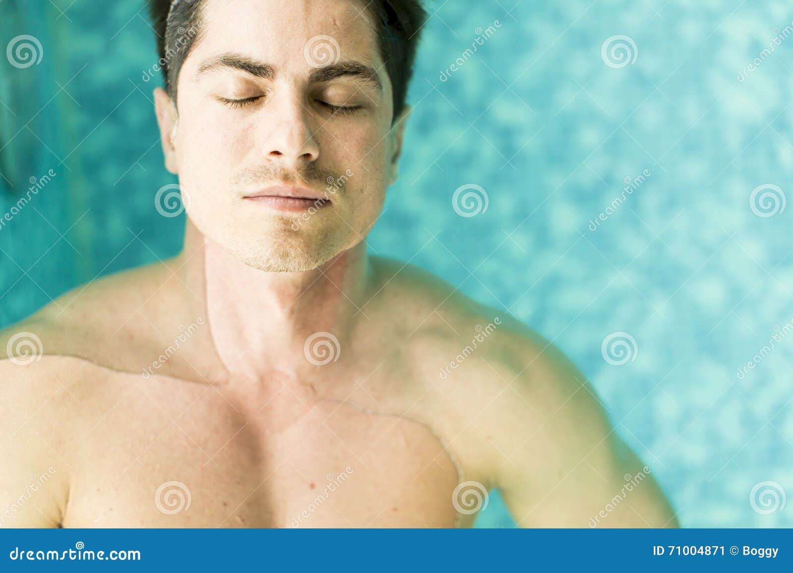 Man floating in the pool stock image. Image of leisure - 71004871