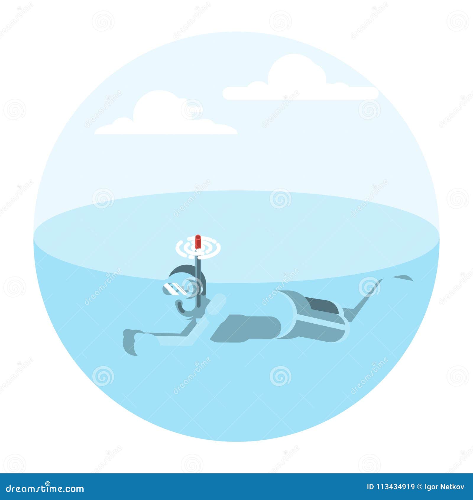 Man floats under water stock vector. Illustration of happy - 113434919