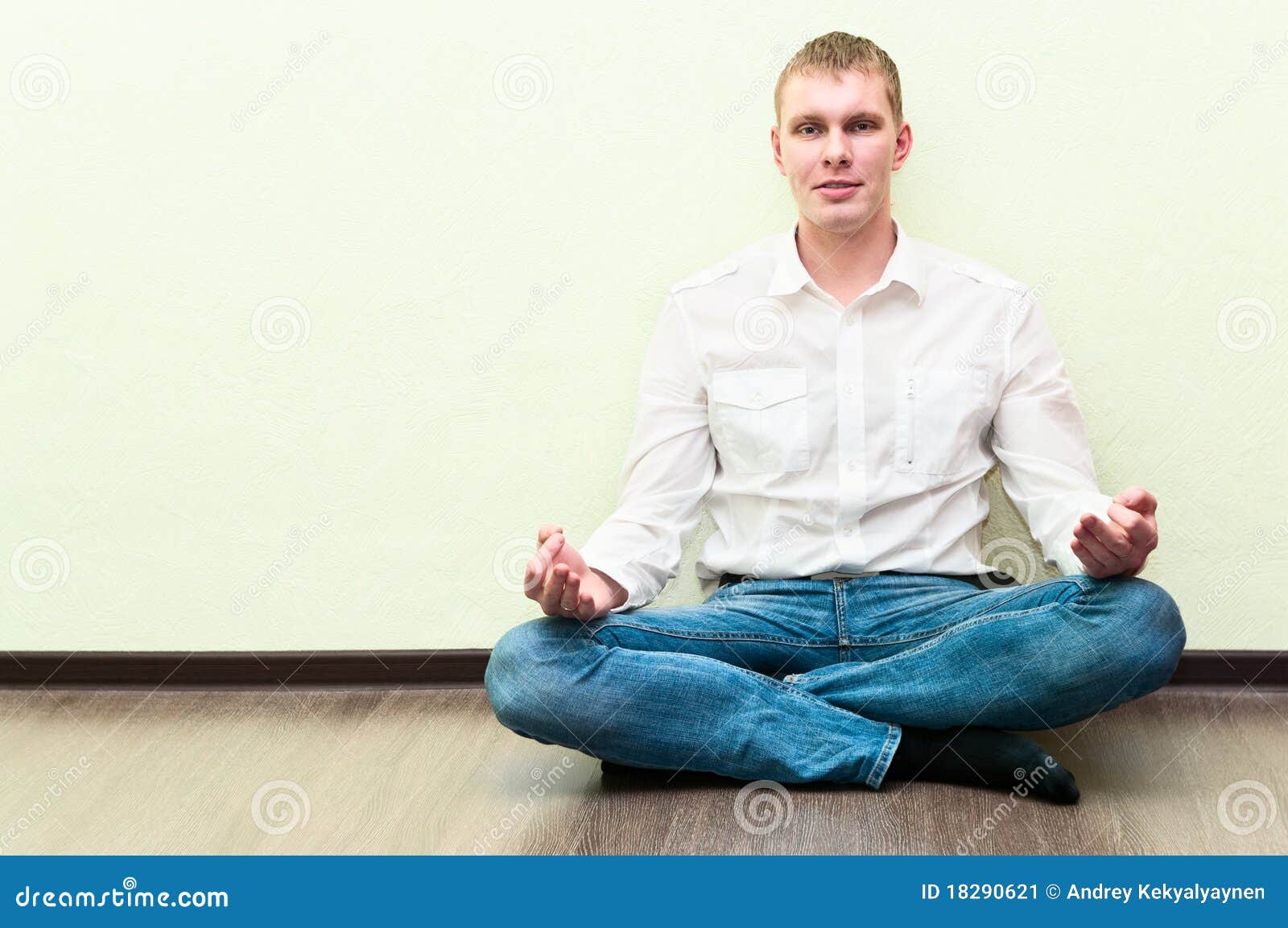 Man on the floor stock image. Image of alone, home, meditate - 18290621