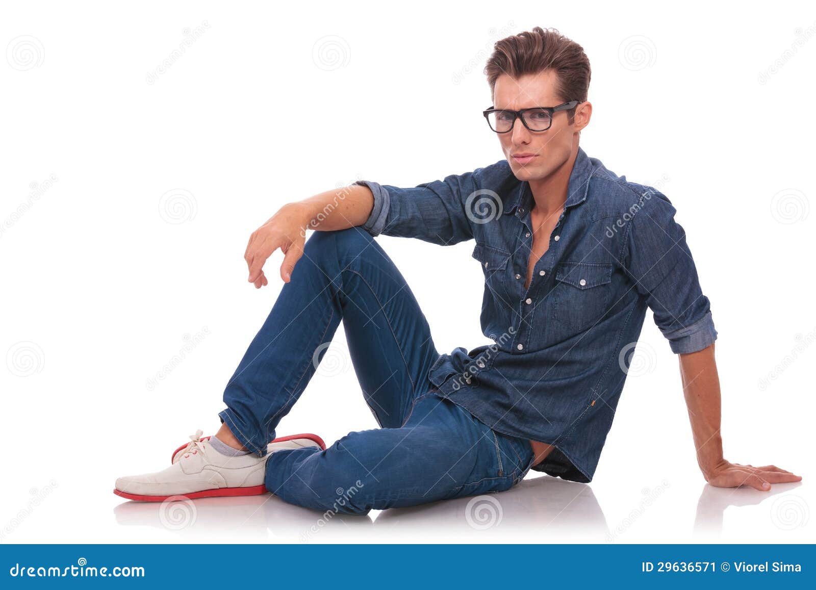 Man on floor looks at you stock image. Image of confident - 29636571