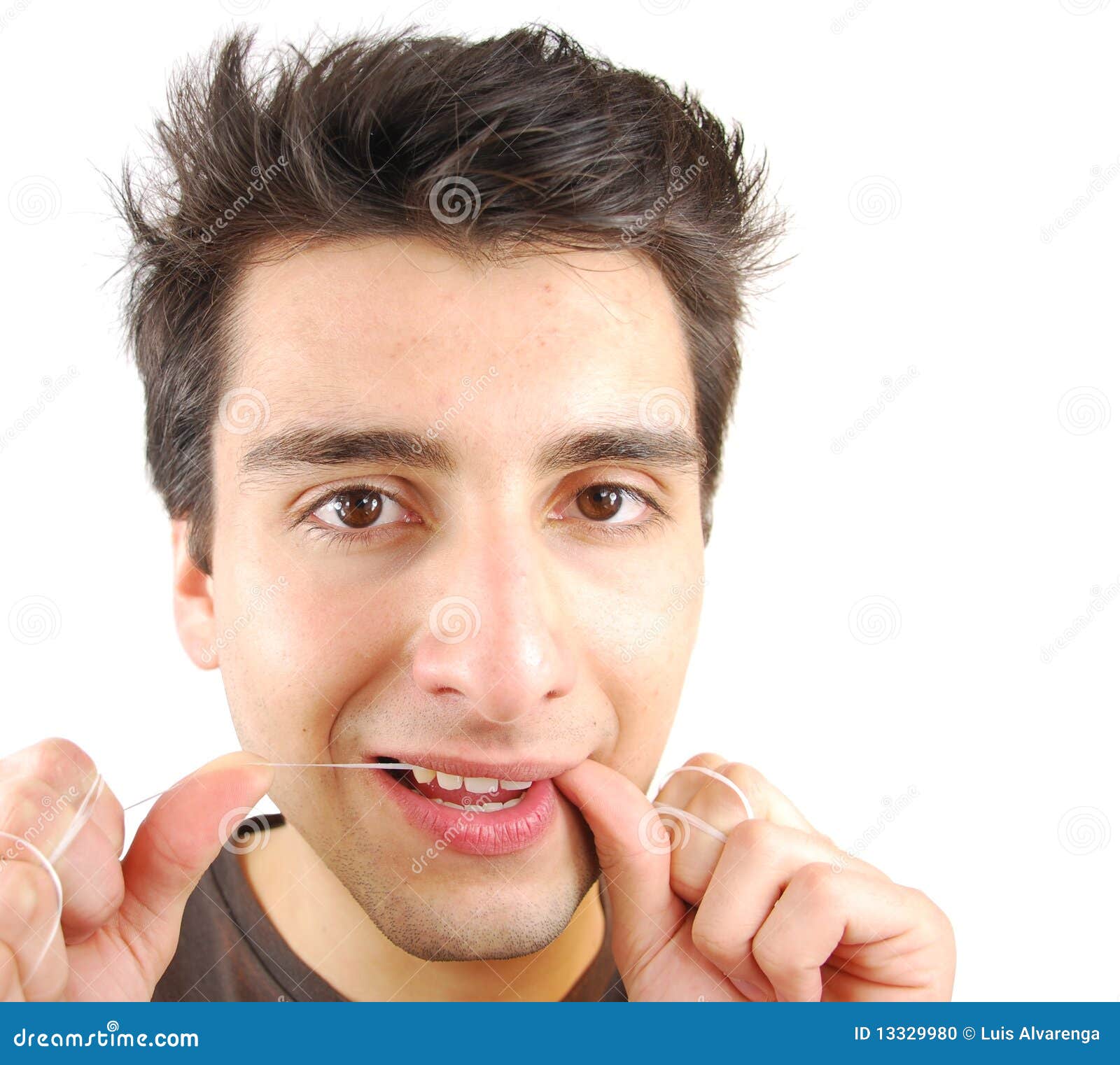Man flossing his teeth stock photo. Image of hygiene - 13329980