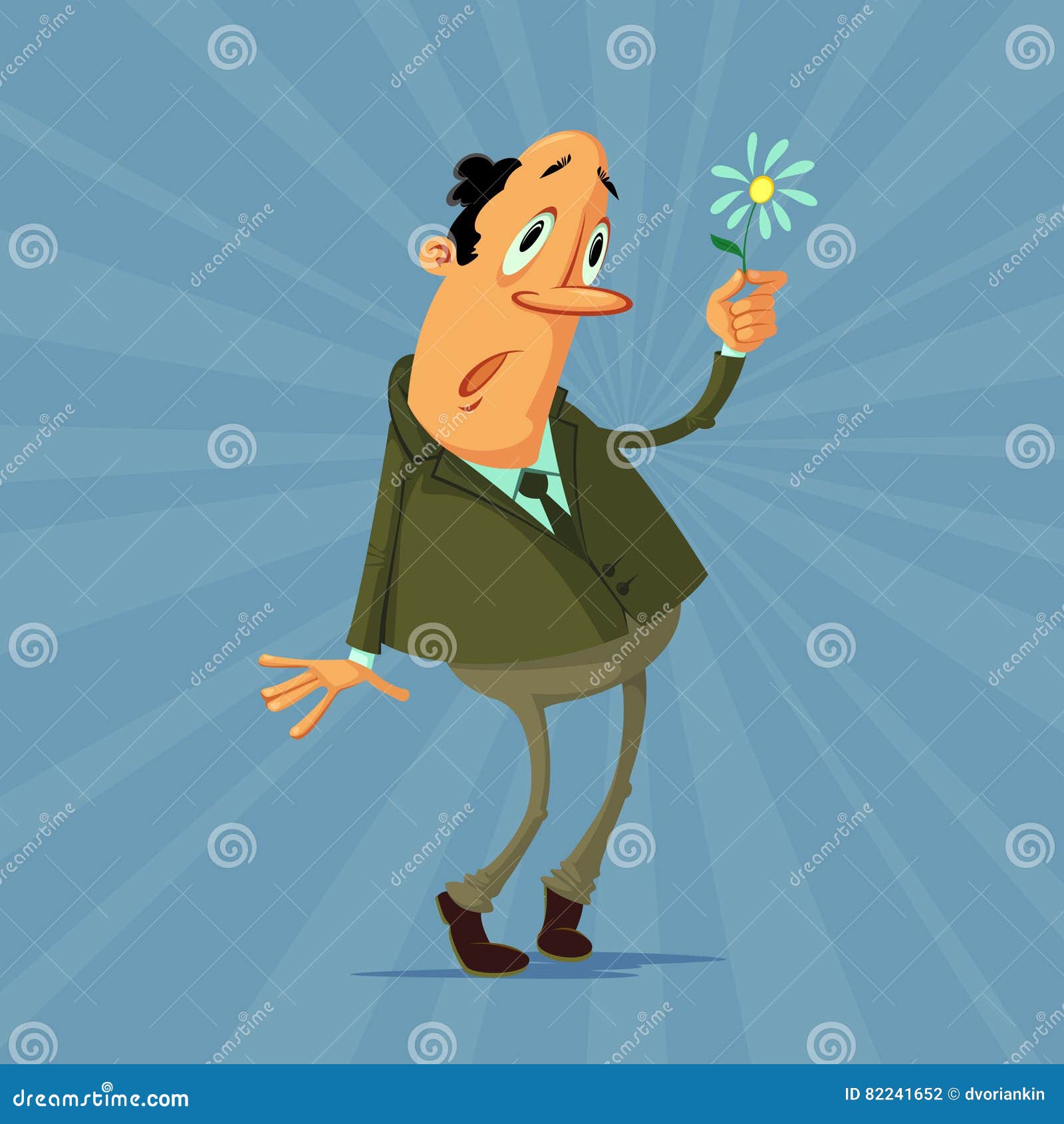 Man with flower stock vector. Illustration of cartoon - 82241652