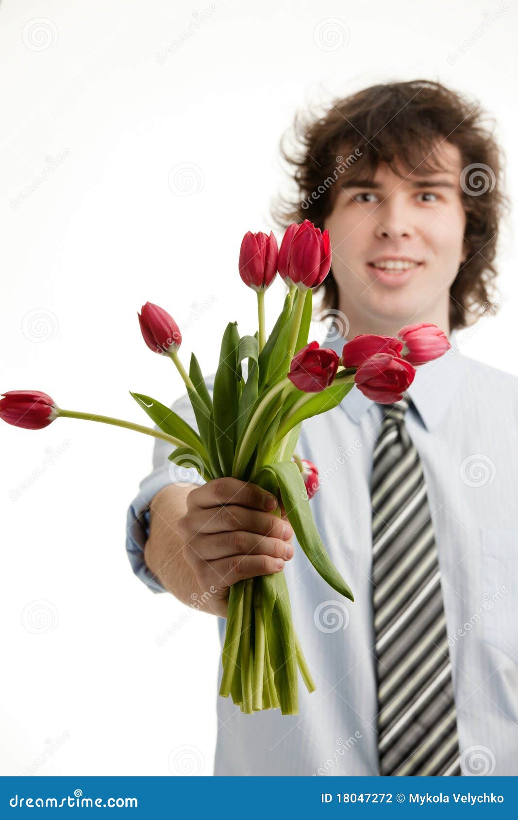 Man with flowers stock photo. Image of affection, present - 18047272