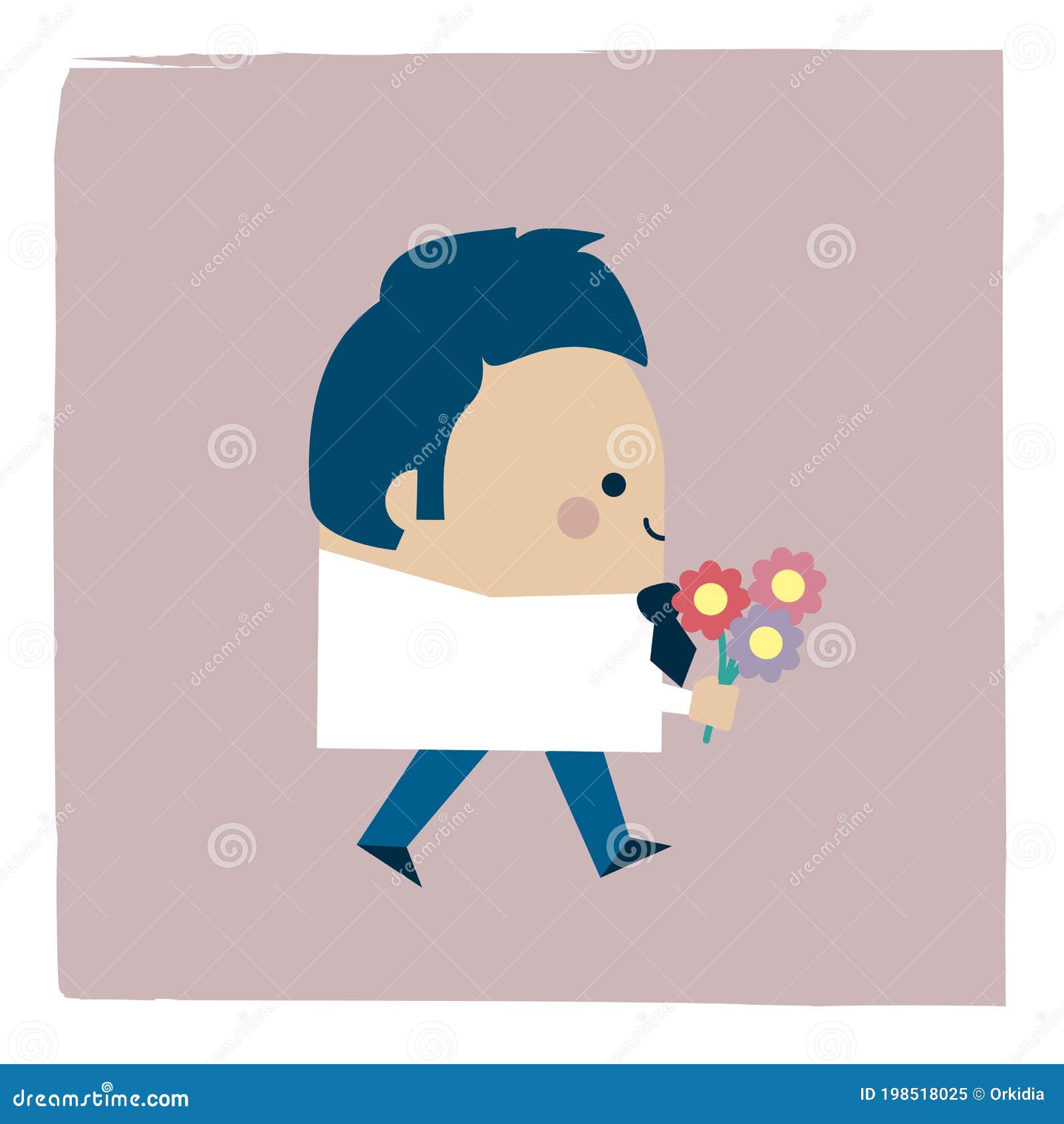 Man with flowers stock vector. Illustration of drawing - 198518025