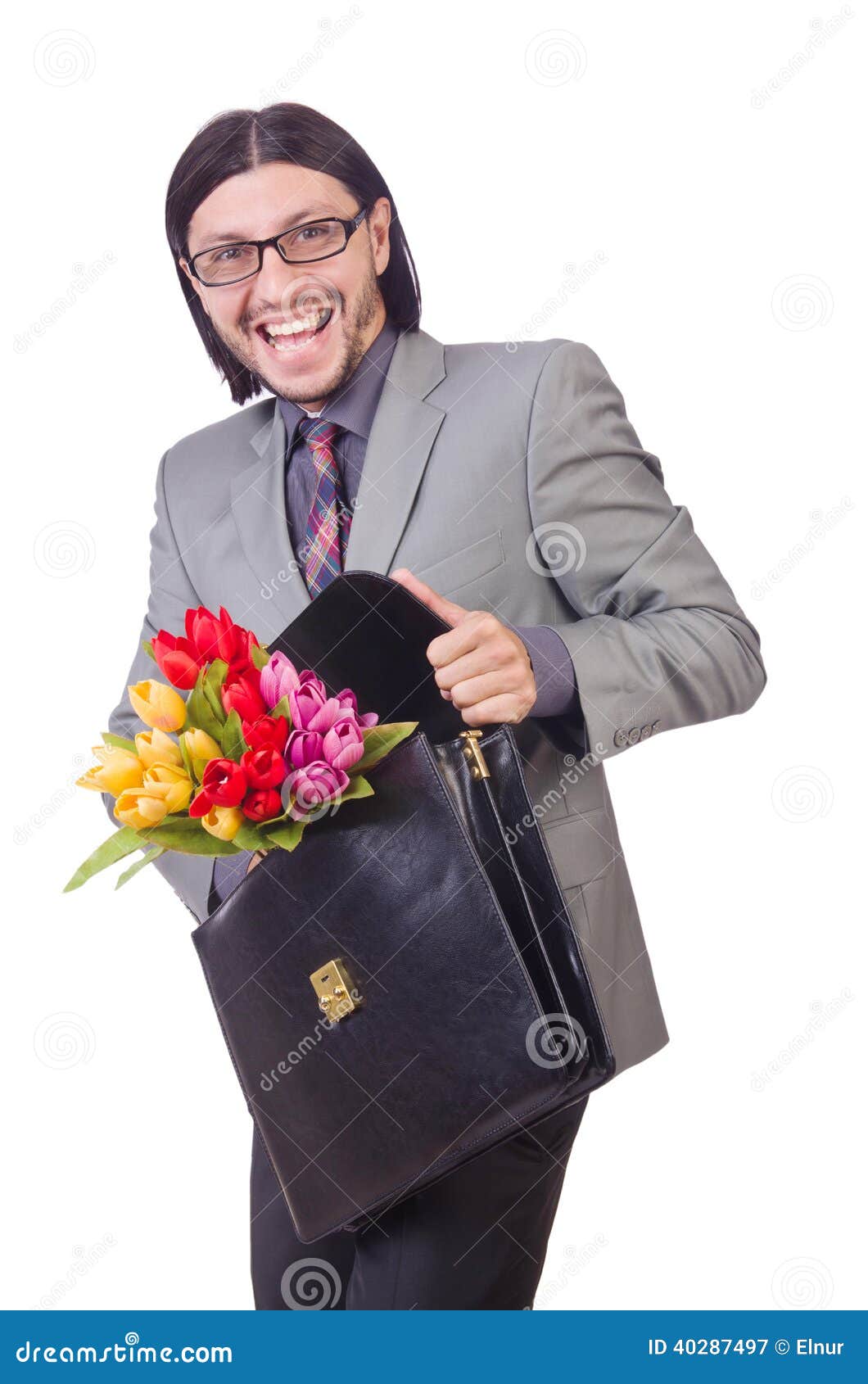 Man with flowers stock image. Image of nature, celebration - 40287497