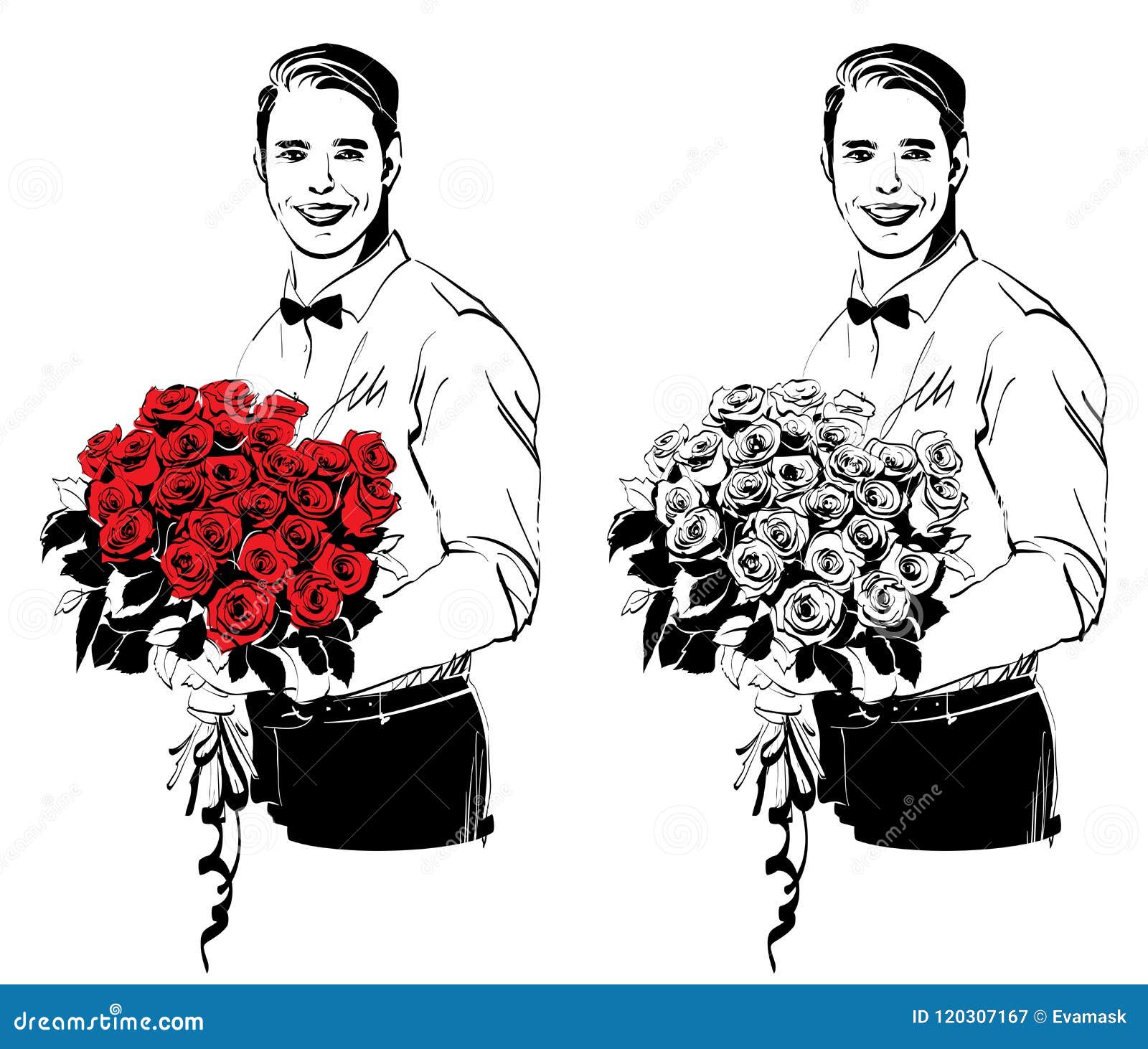 Man with flowers stock vector. Illustration of holiday - 120307167