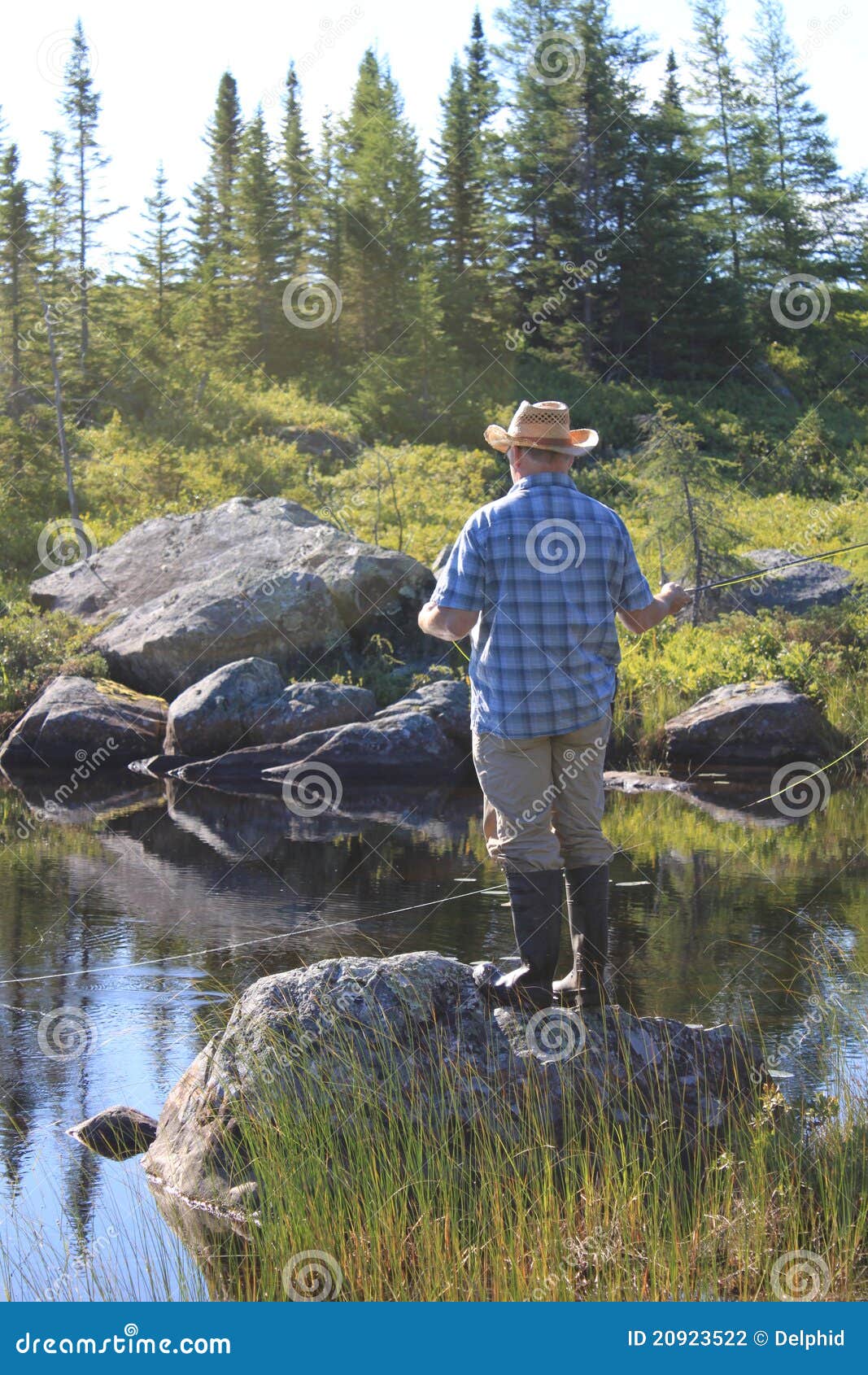 Man fly fishing stock photo. Image of river, rock, fishing - 20923522
