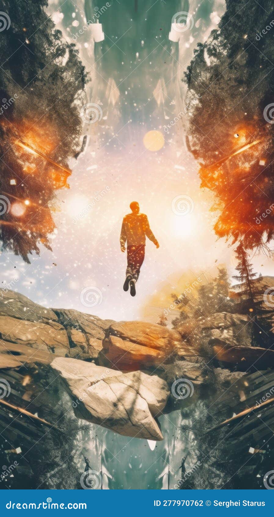 A Man Flying through the Air while Riding a Skateboard. Generative AI ...