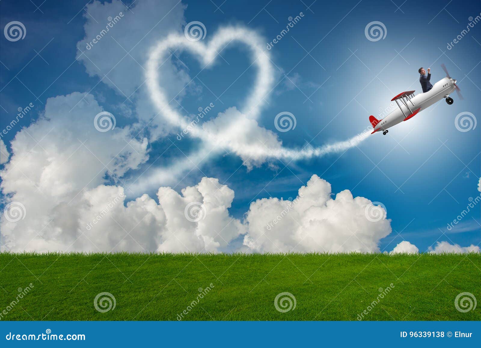 The Man Flying Airplane and Making Heart Shape Stock Photo - Image of ...