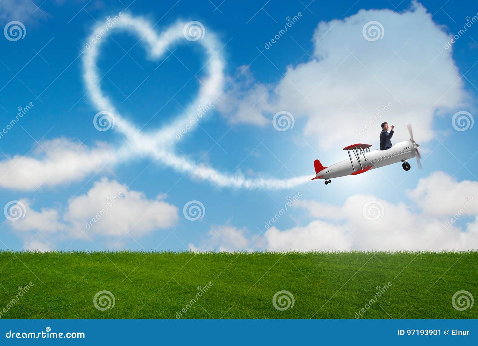 The Man Flying Airplane and Making Heart Shape Stock Image - Image of ...