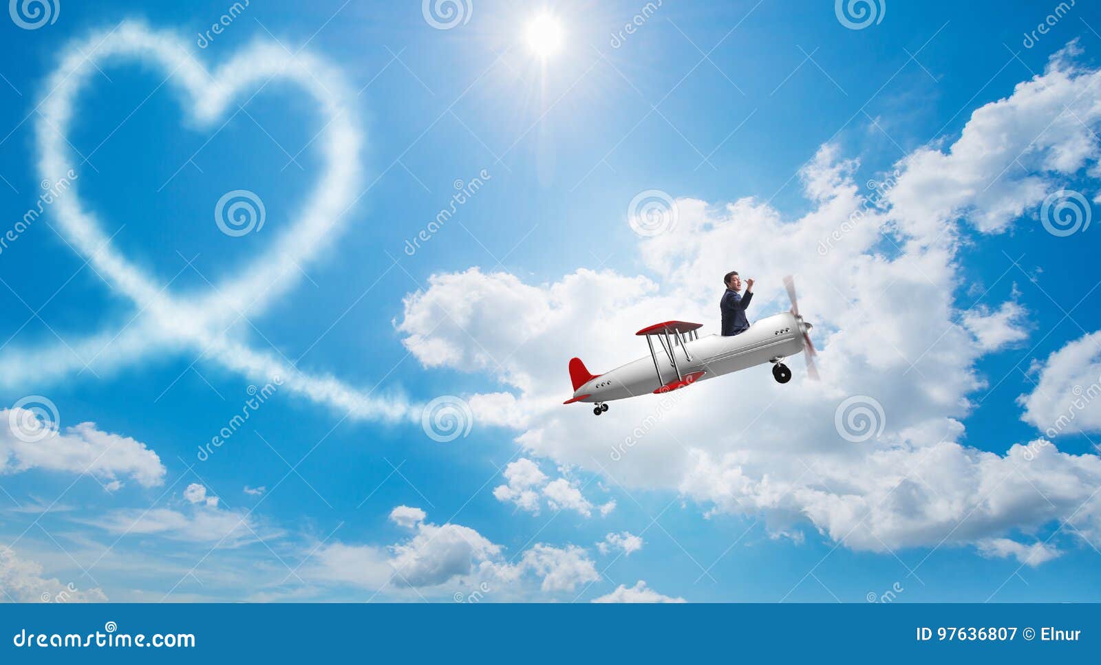 The Man Flying Airplane and Making Heart Shape Stock Image - Image of ...