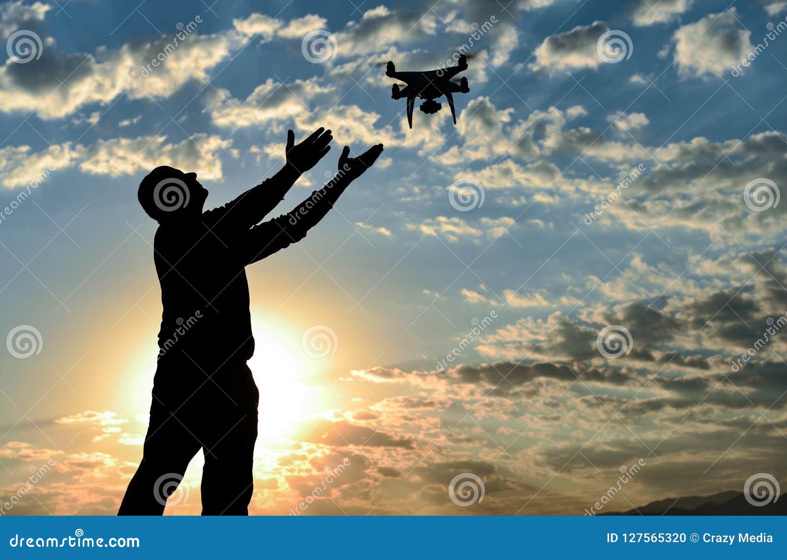 Man flying drone stock photo. Image of standing, flying - 127565320