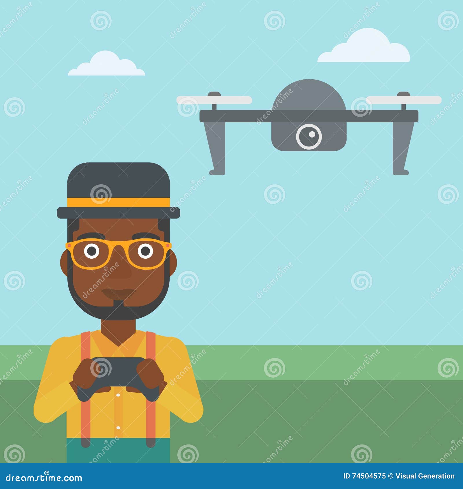 Man Flying Drone Vector Illustration. Stock Vector - Illustration of ...