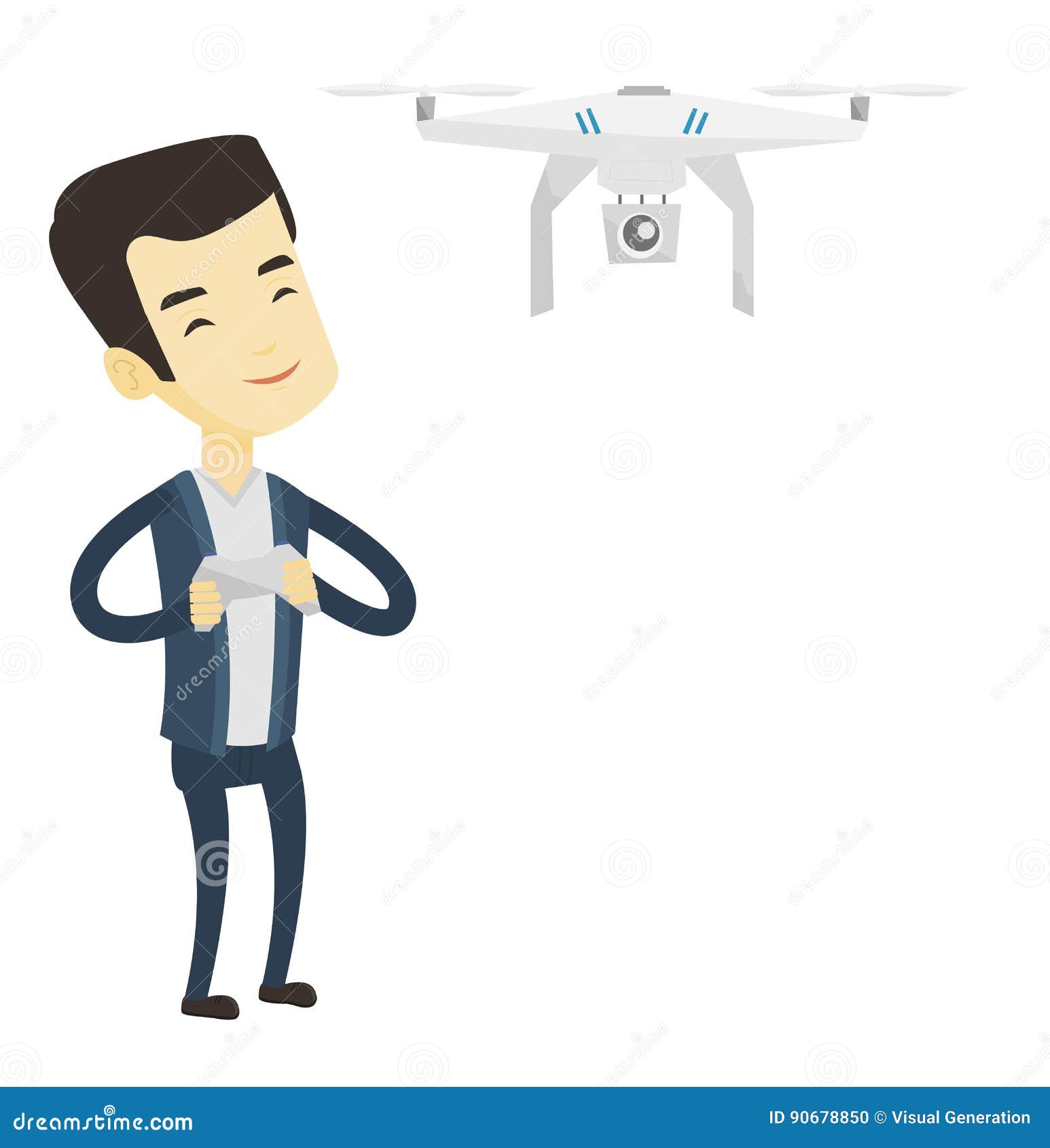 Man Flying Drone Vector Illustration. Stock Vector - Illustration of ...