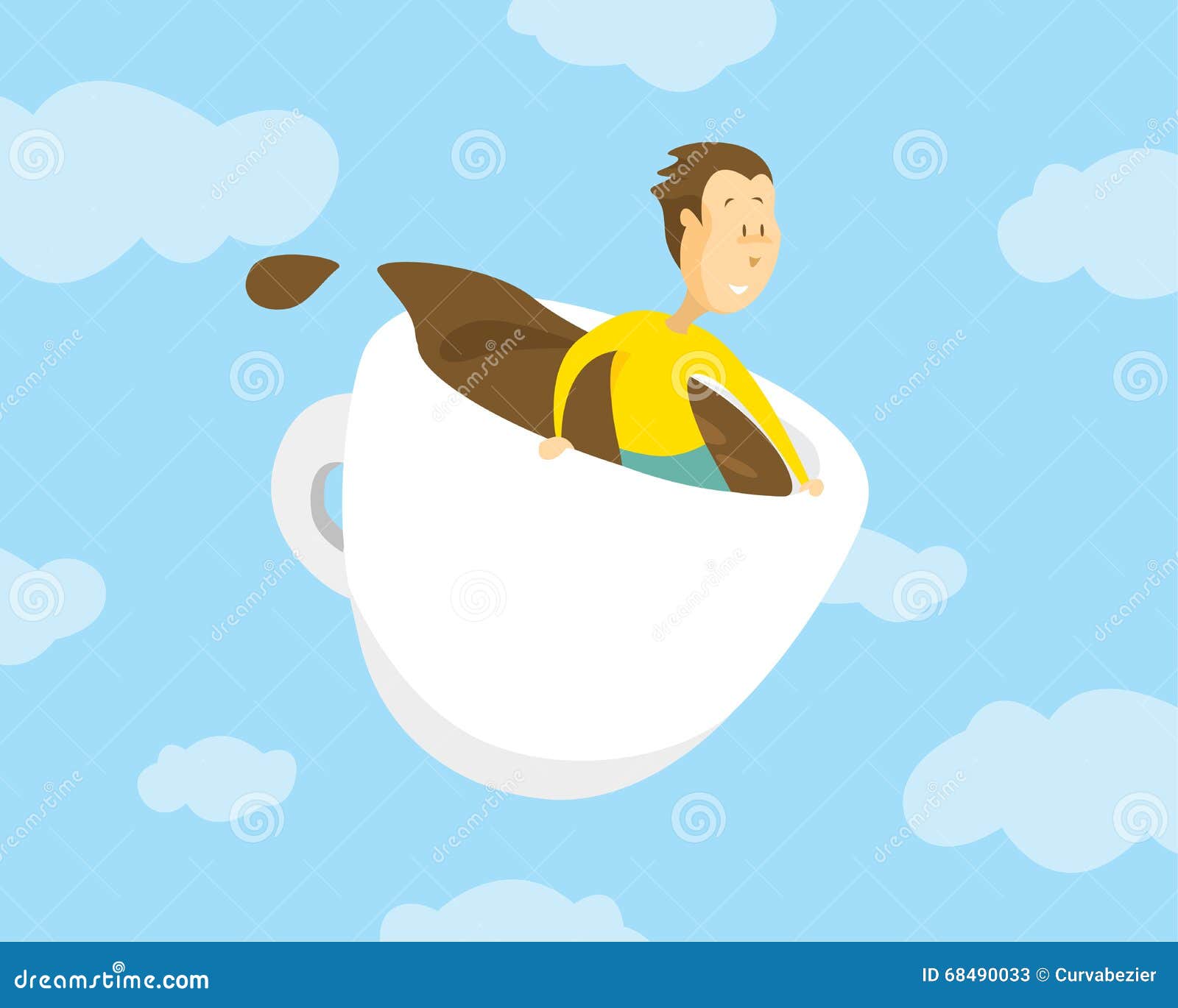 Man Flying in Huge Cup of Coffee Stock Vector - Illustration of ...