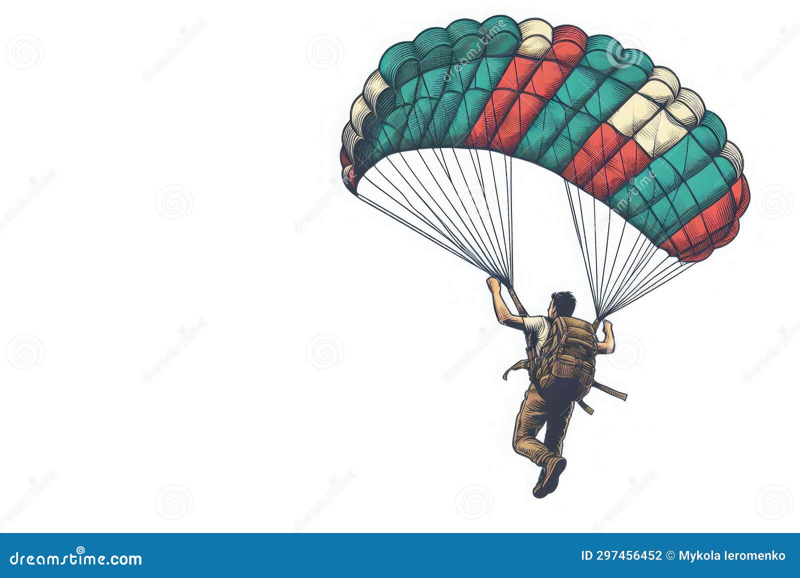 A Man is Flying in a Parachute. Place for Text. Stock Illustration ...