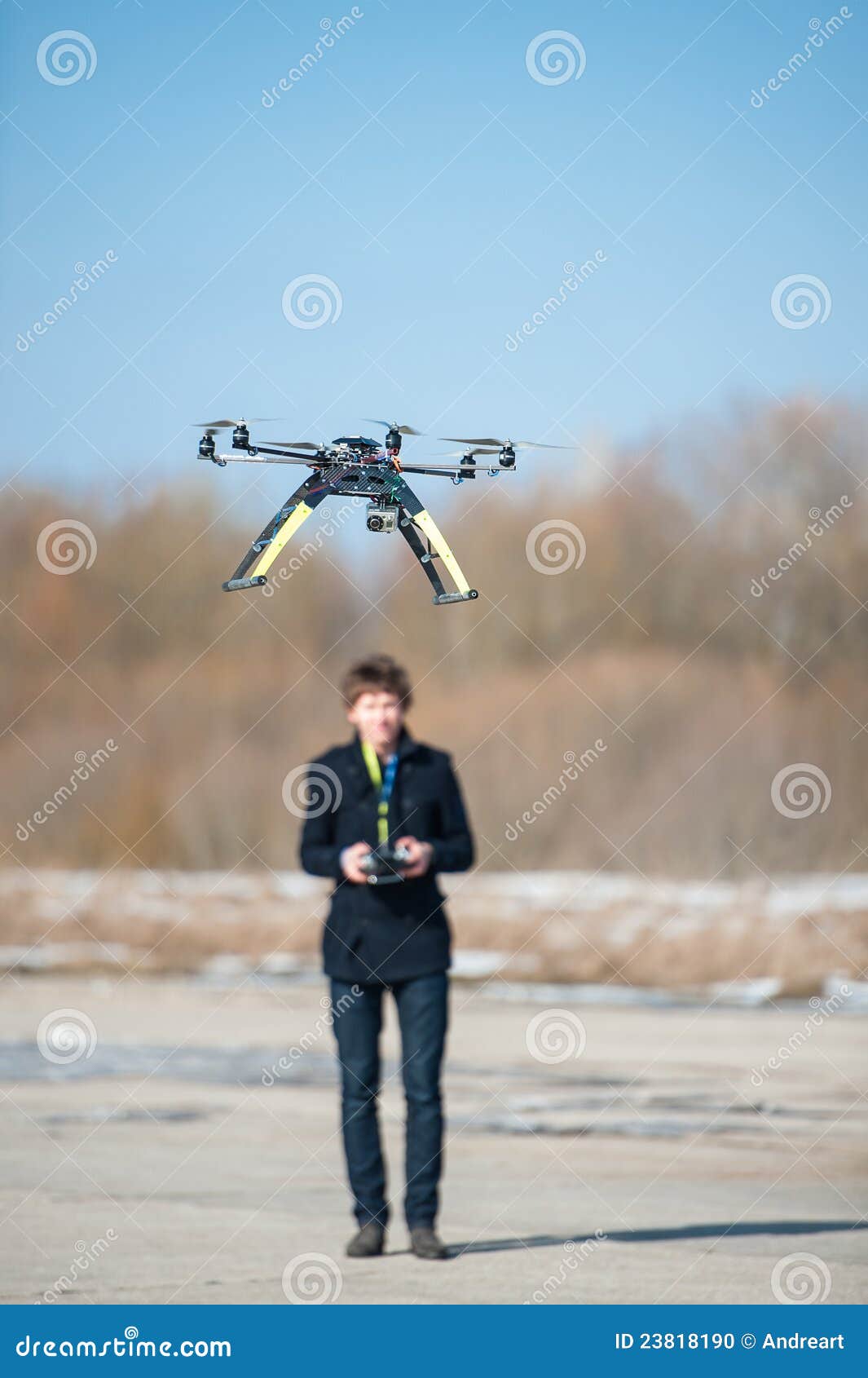 Man flying toy helicopter stock photo. Image of aeronautical - 23818190