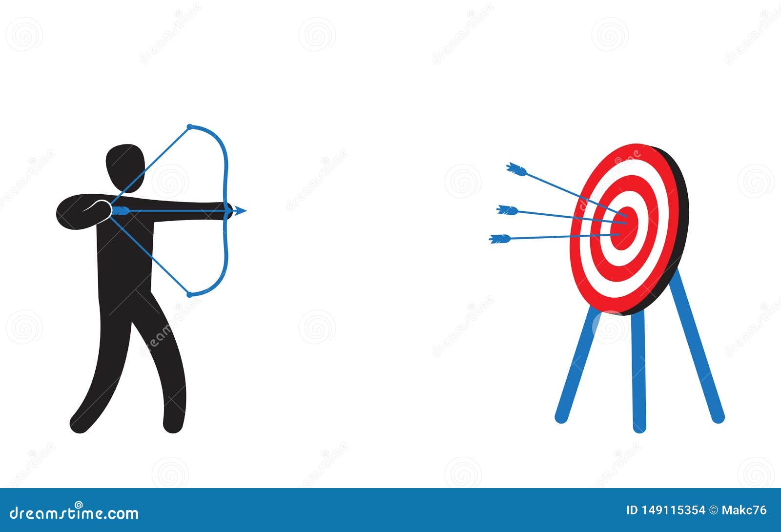 Man Focus Aiming To Hit Target with Bow and Arrow Stock Vector ...