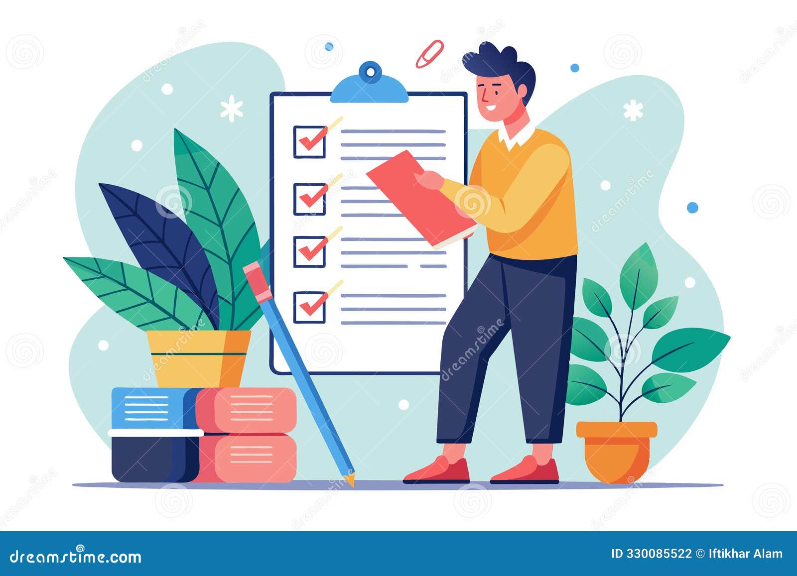 A Man is Focused on Completing a Checklist while Standing among Plants ...