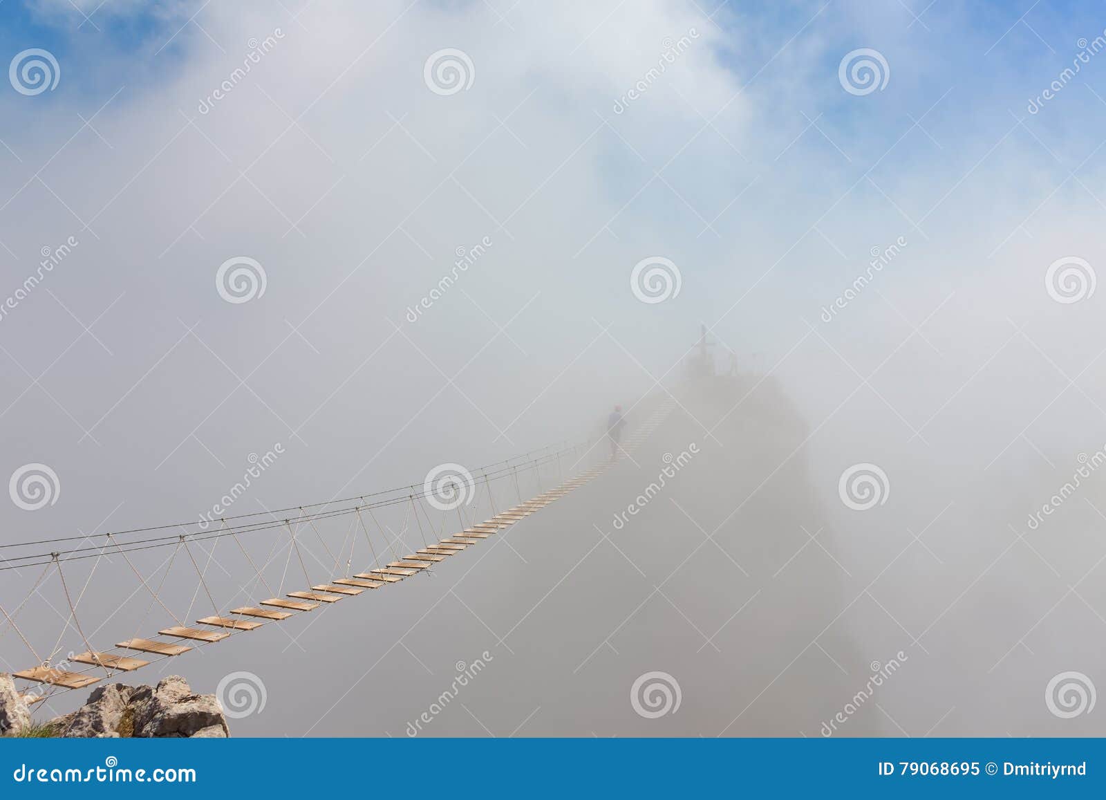 Man In Fog Over Chasm Stock Image Image Of Clouds Peak 79068695