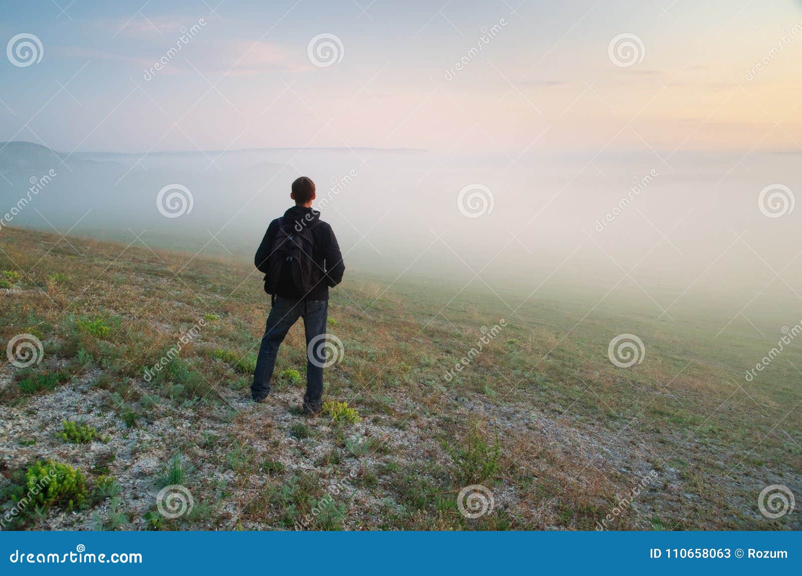 Man in fog. stock image. Image of beautiful, fresh, night - 110658063