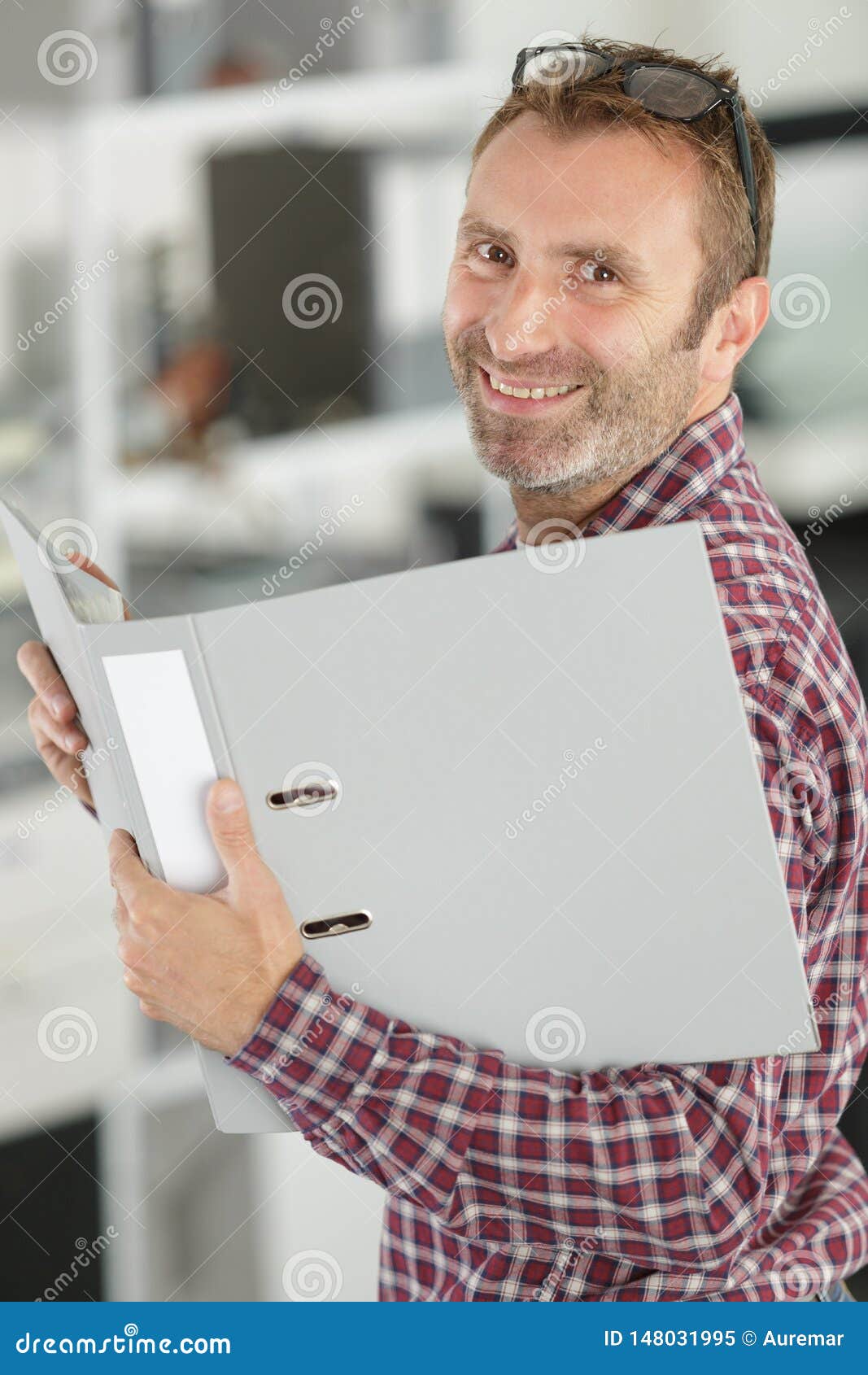 Man with a folder stock image. Image of advertisement - 148031995